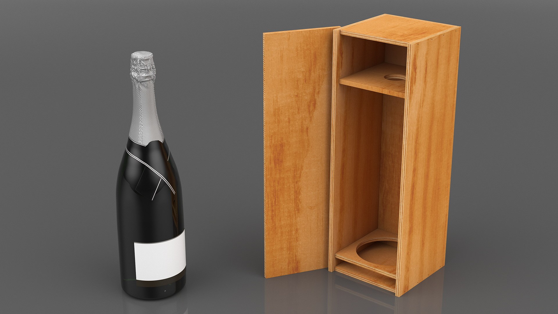 3D Luxurious Champagne In Wooden Box - TurboSquid 2276075