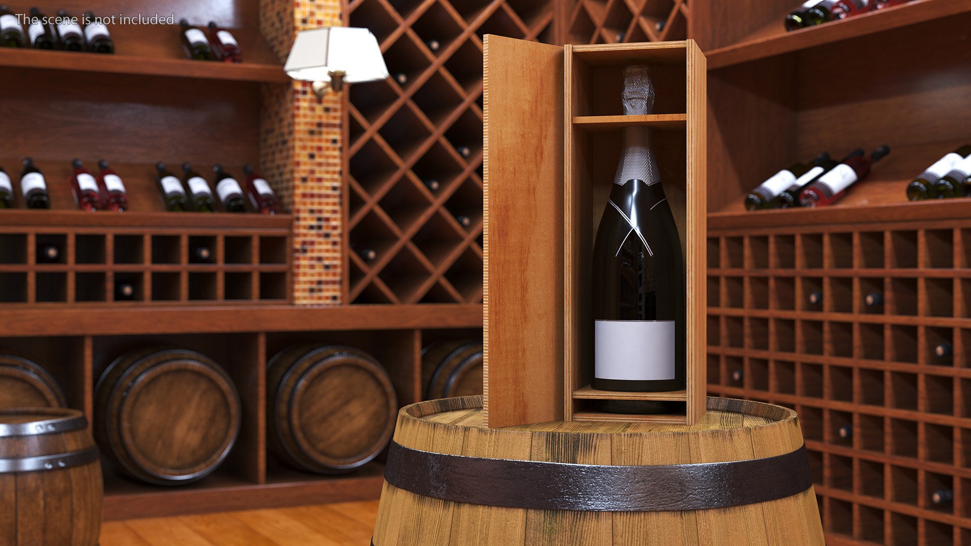 3D Luxurious Champagne In Wooden Box - TurboSquid 2276075