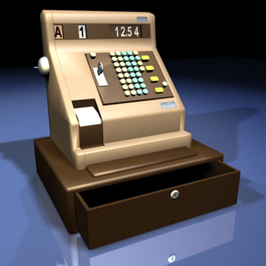 Cash Register Retro 01 3d Model