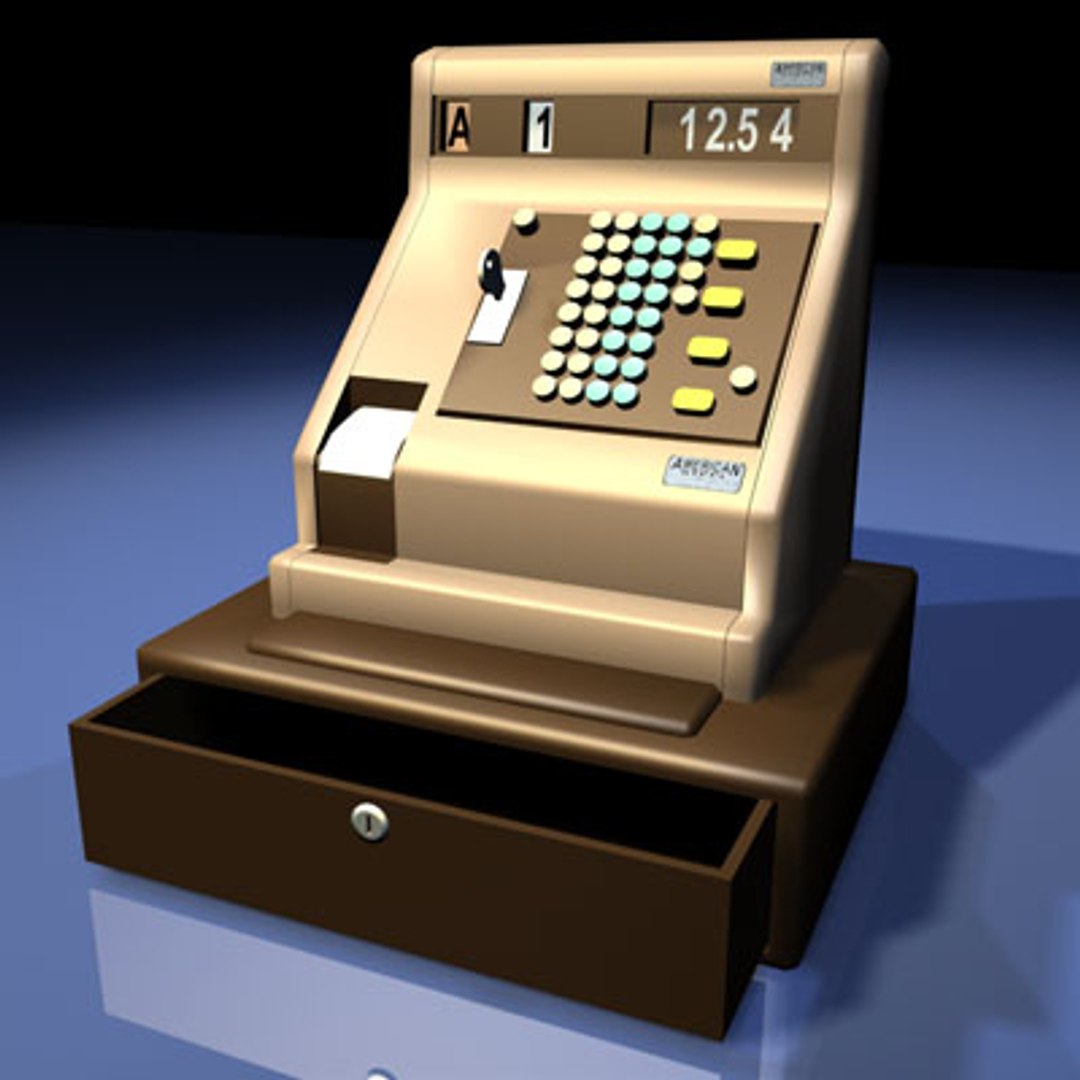 Cash Register Retro 01 3d Model