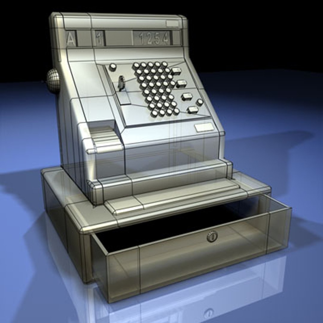 Cash Register Retro 01 3d Model