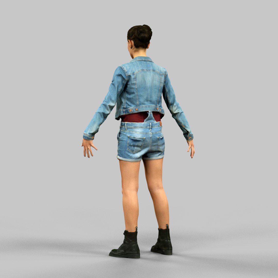 3d Model A-pose Girl Ready Rigging