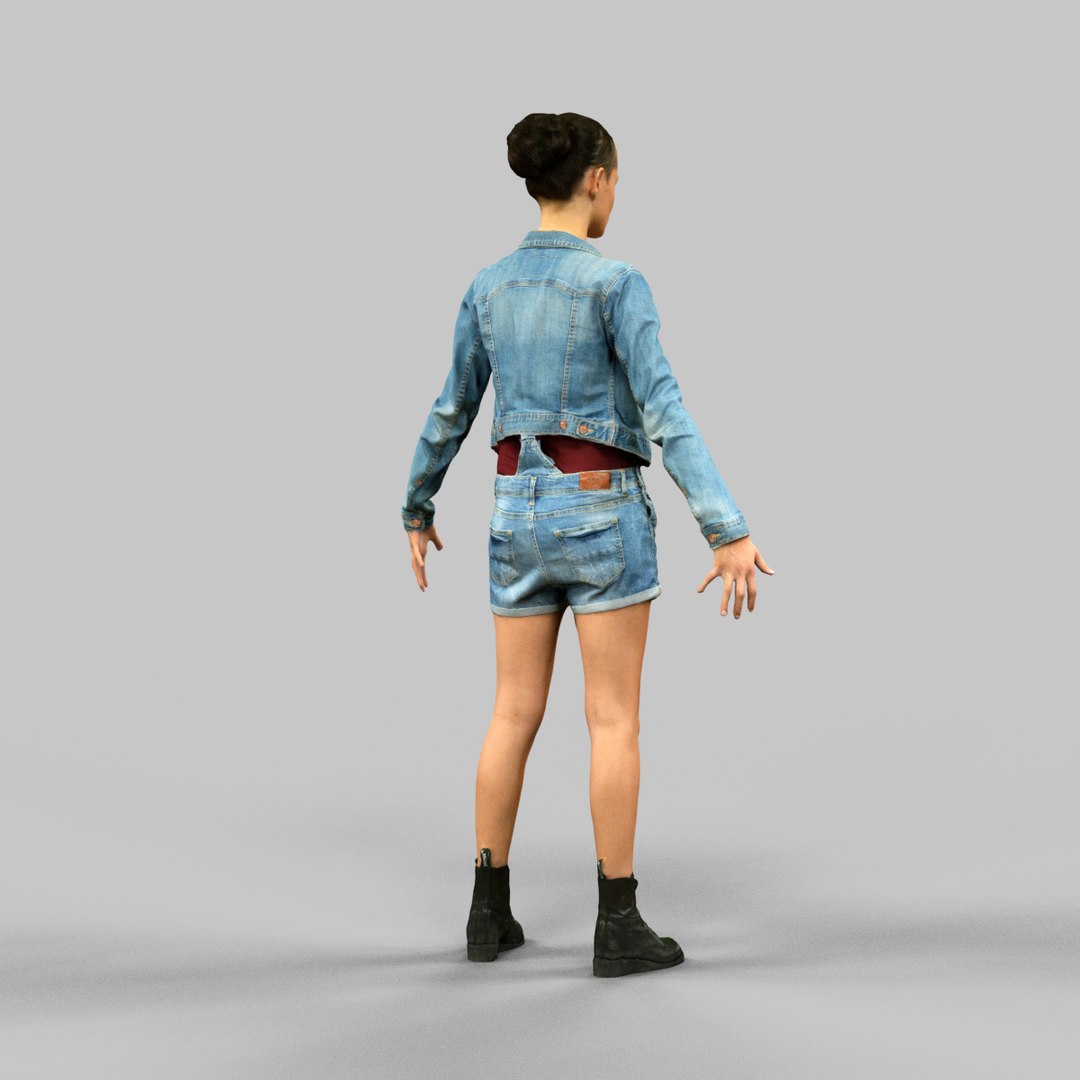 3d Model A-pose Girl Ready Rigging