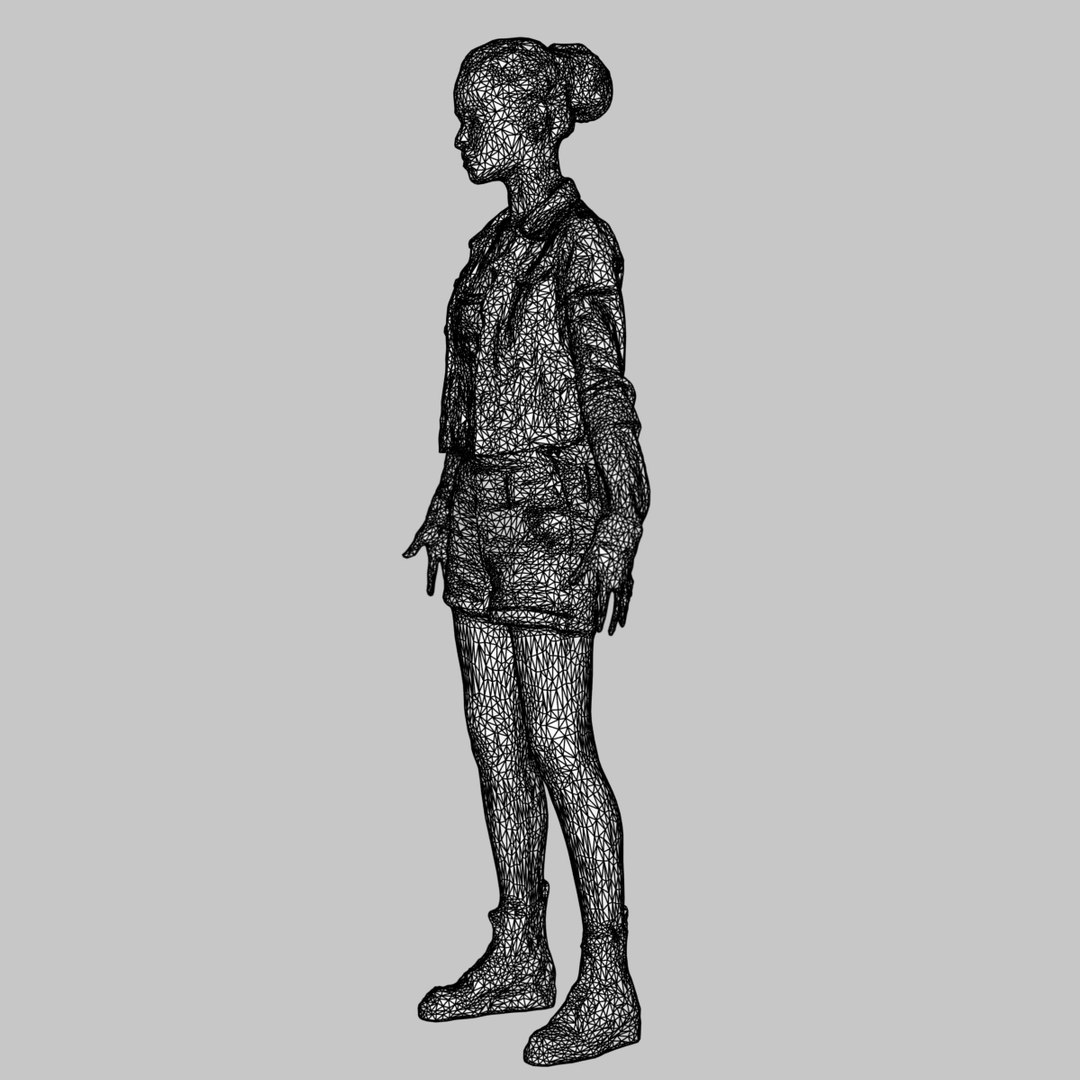 3d Model A-pose Girl Ready Rigging