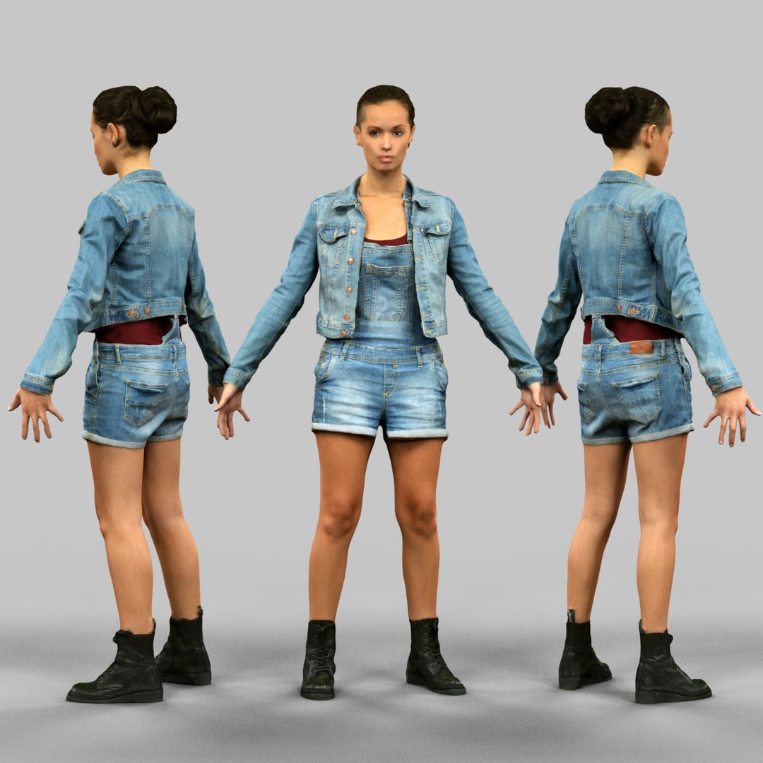 3d Model A-pose Girl Ready Rigging