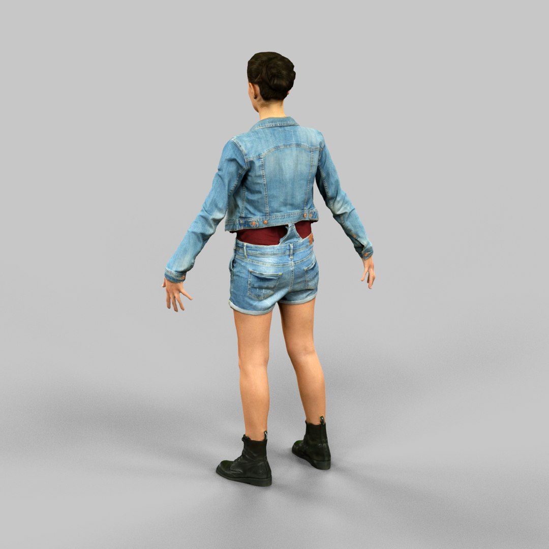 3d Model A-pose Girl Ready Rigging