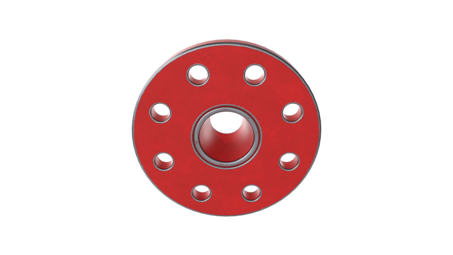 Round Flange Steel Painted Red V6 PBR 3D Model - TurboSquid 2300848