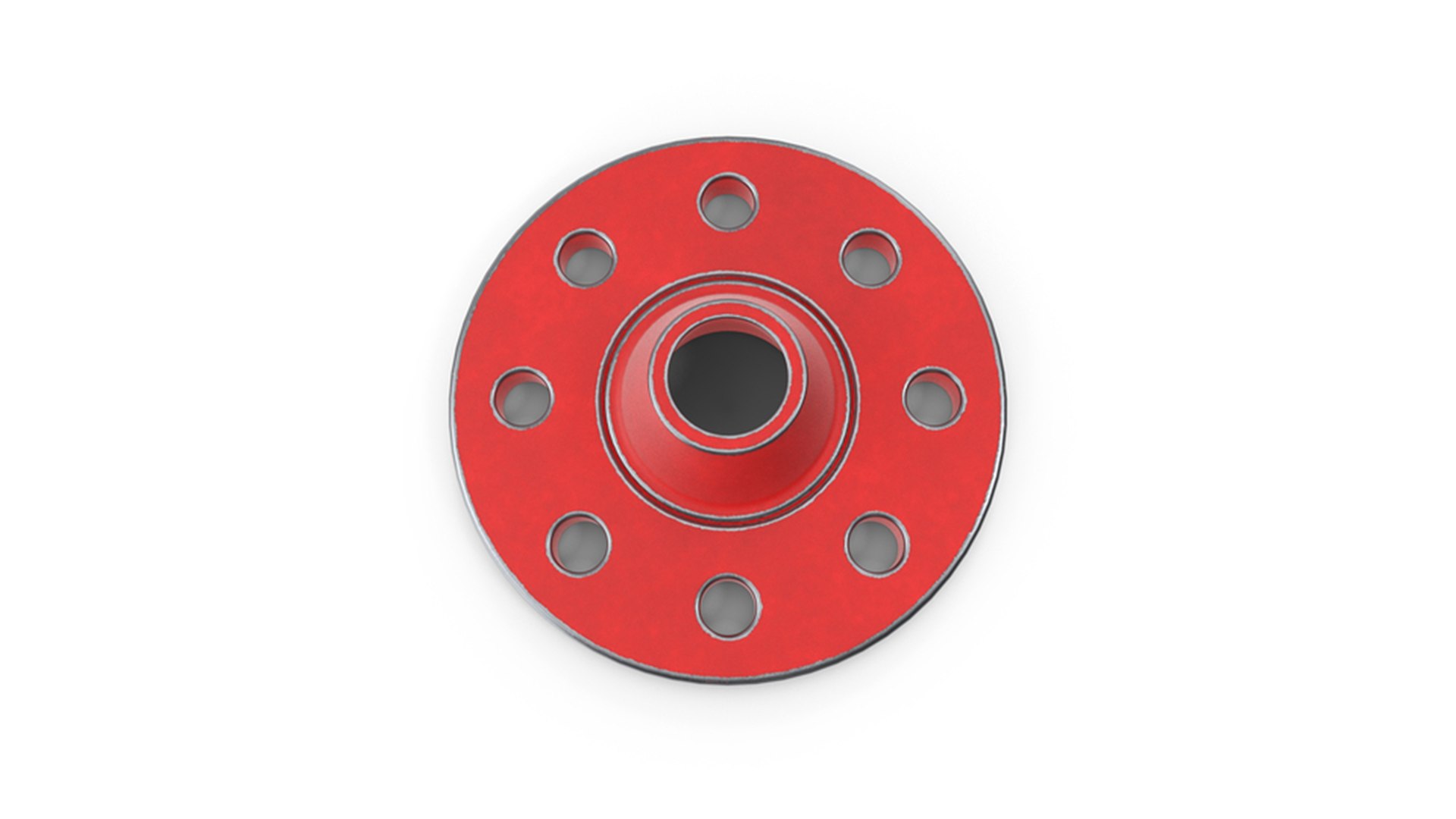 Round Flange Steel Painted Red V6 PBR 3D Model - TurboSquid 2300848
