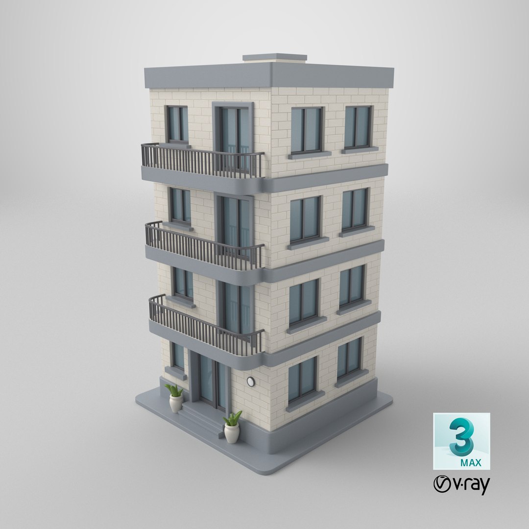 3D Cartoonish Apartment Building Low Poly 3D Model 04 - TurboSquid 2513973