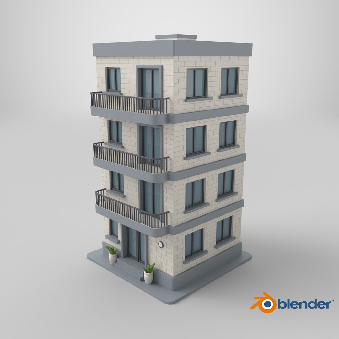 3D Cartoonish Apartment Building Low Poly 3D Model 04 - TurboSquid 2513973