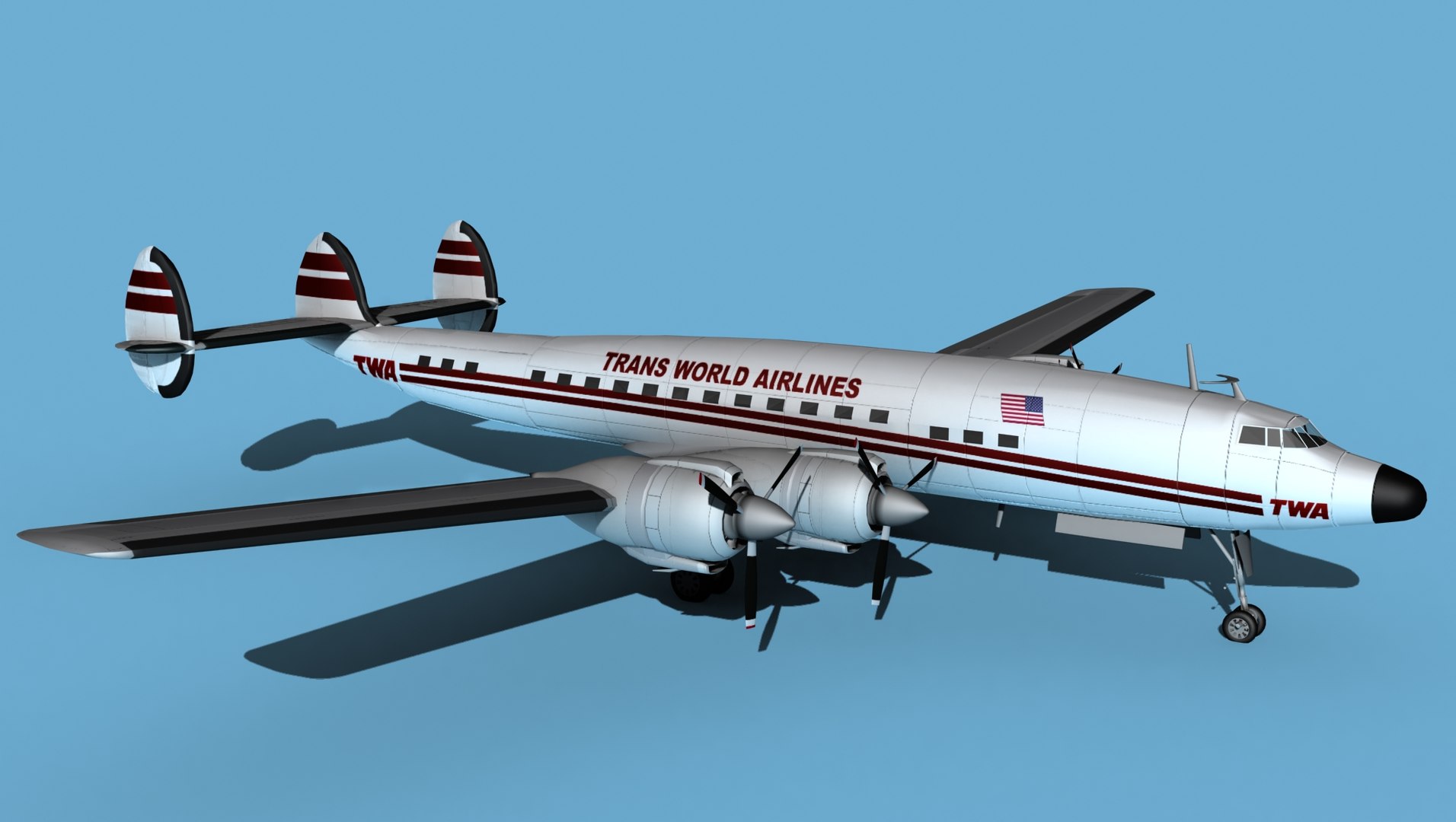 3D Lockheed L1649 Star Liner Trans World Airways - TurboSquid 1921234