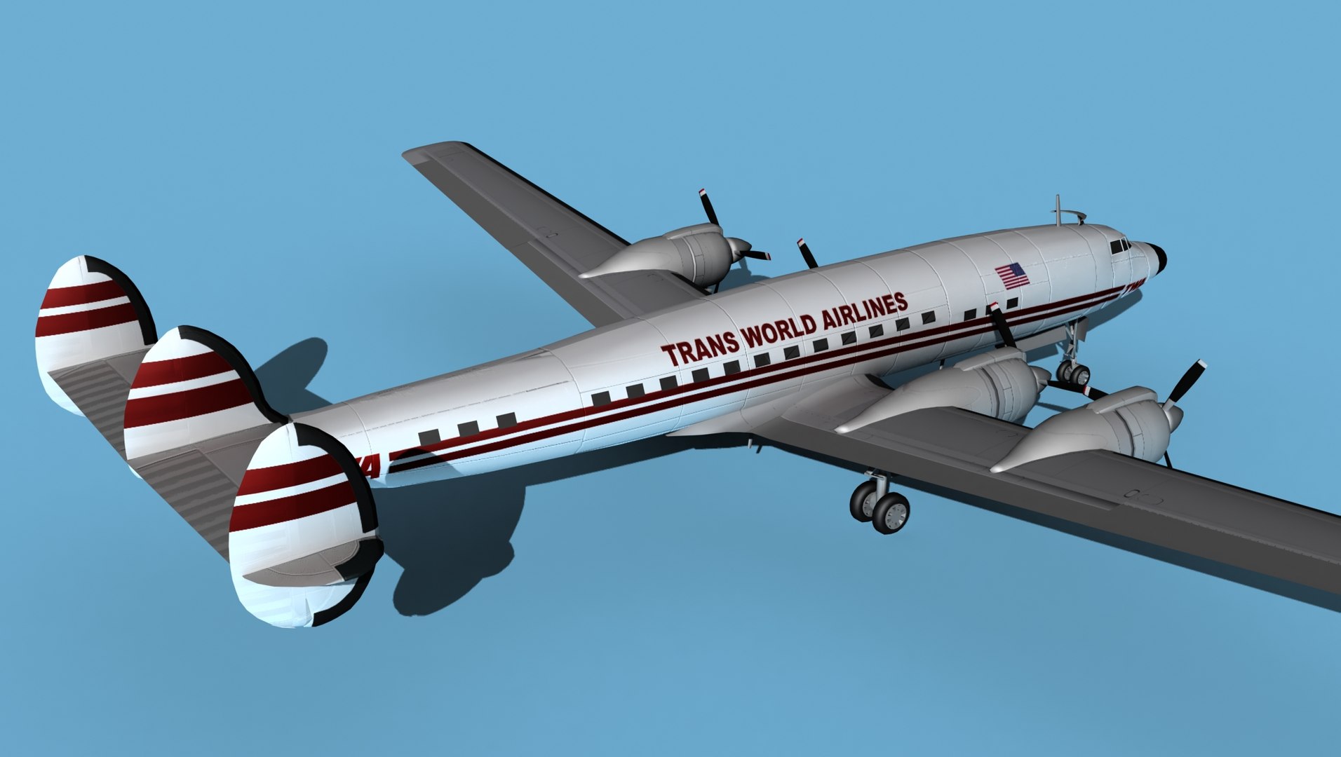 3D Lockheed L1649 Star Liner Trans World Airways - TurboSquid 1921234
