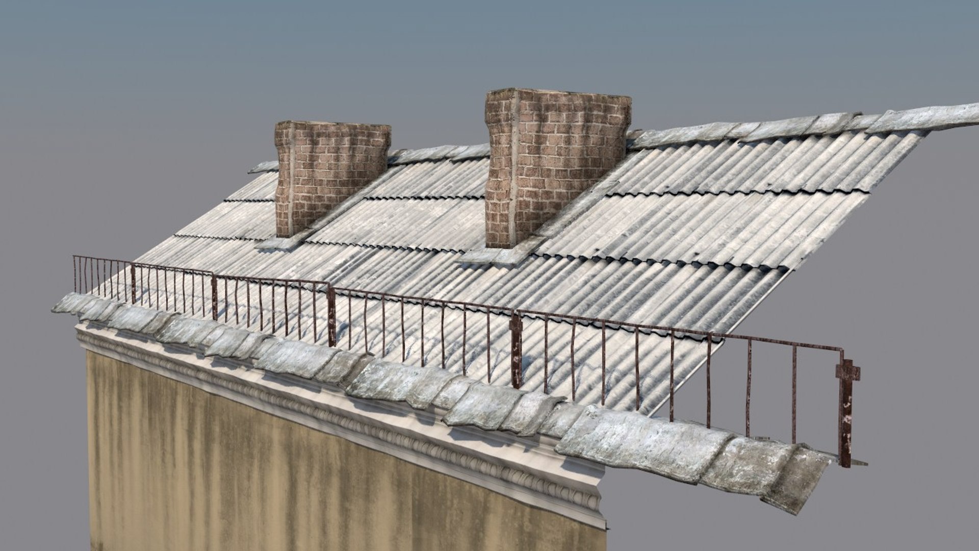 3d model old roof