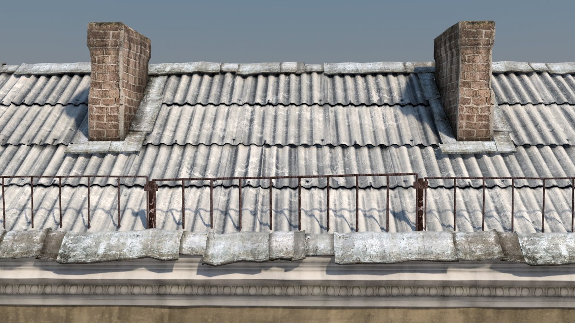 3d model old roof