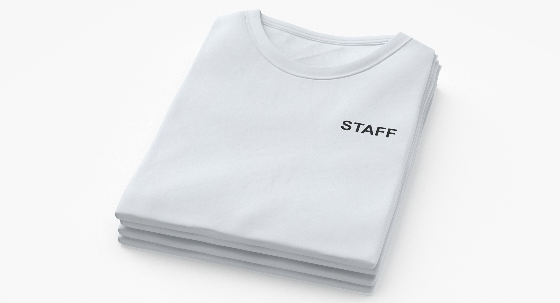 3D Female Crew Neck Folded Stacked White Staff 02 - TurboSquid 1790969