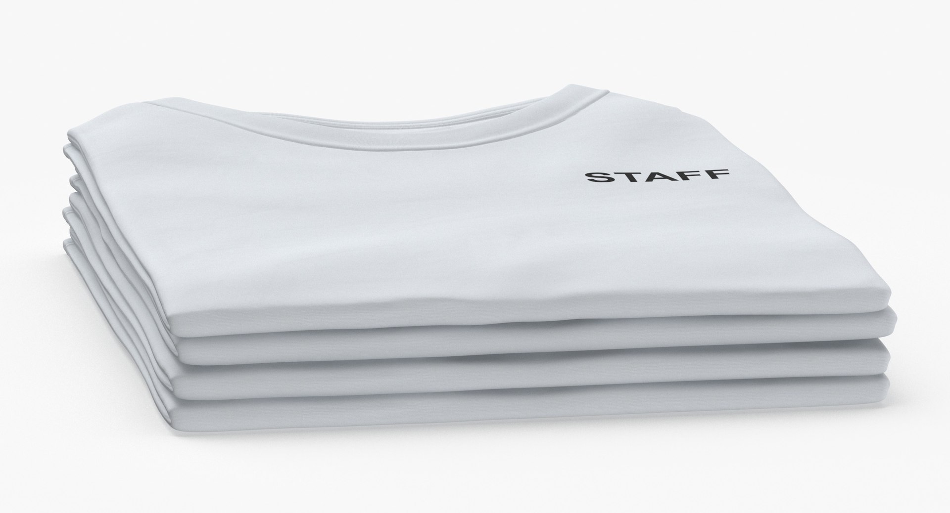 3D Female Crew Neck Folded Stacked White Staff 02 - TurboSquid 1790969