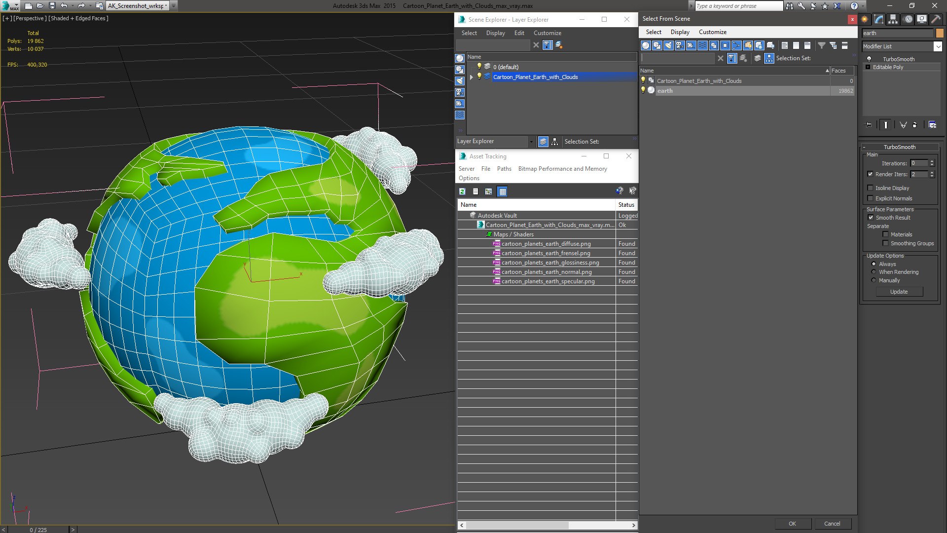 Cartoon Planet Earth with Clouds 3D model - TurboSquid 1865726