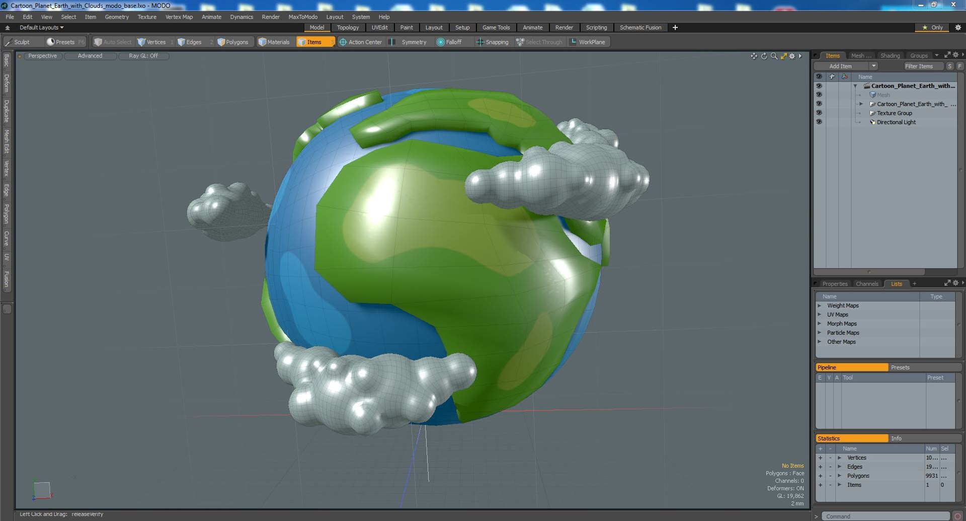 Cartoon Planet Earth with Clouds 3D model - TurboSquid 1865726