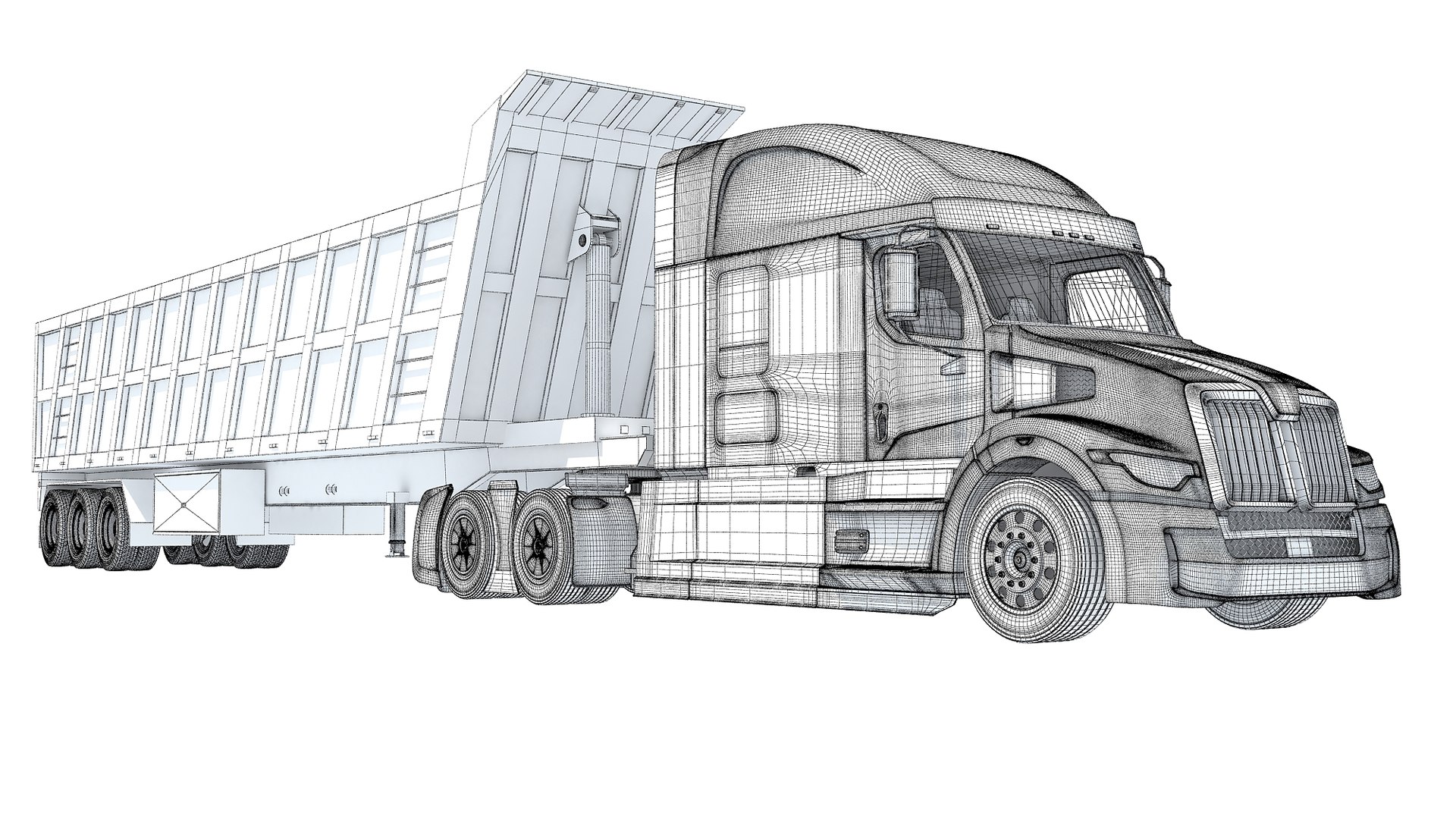 3D Truck With Tipper Trailer - TurboSquid 2163363