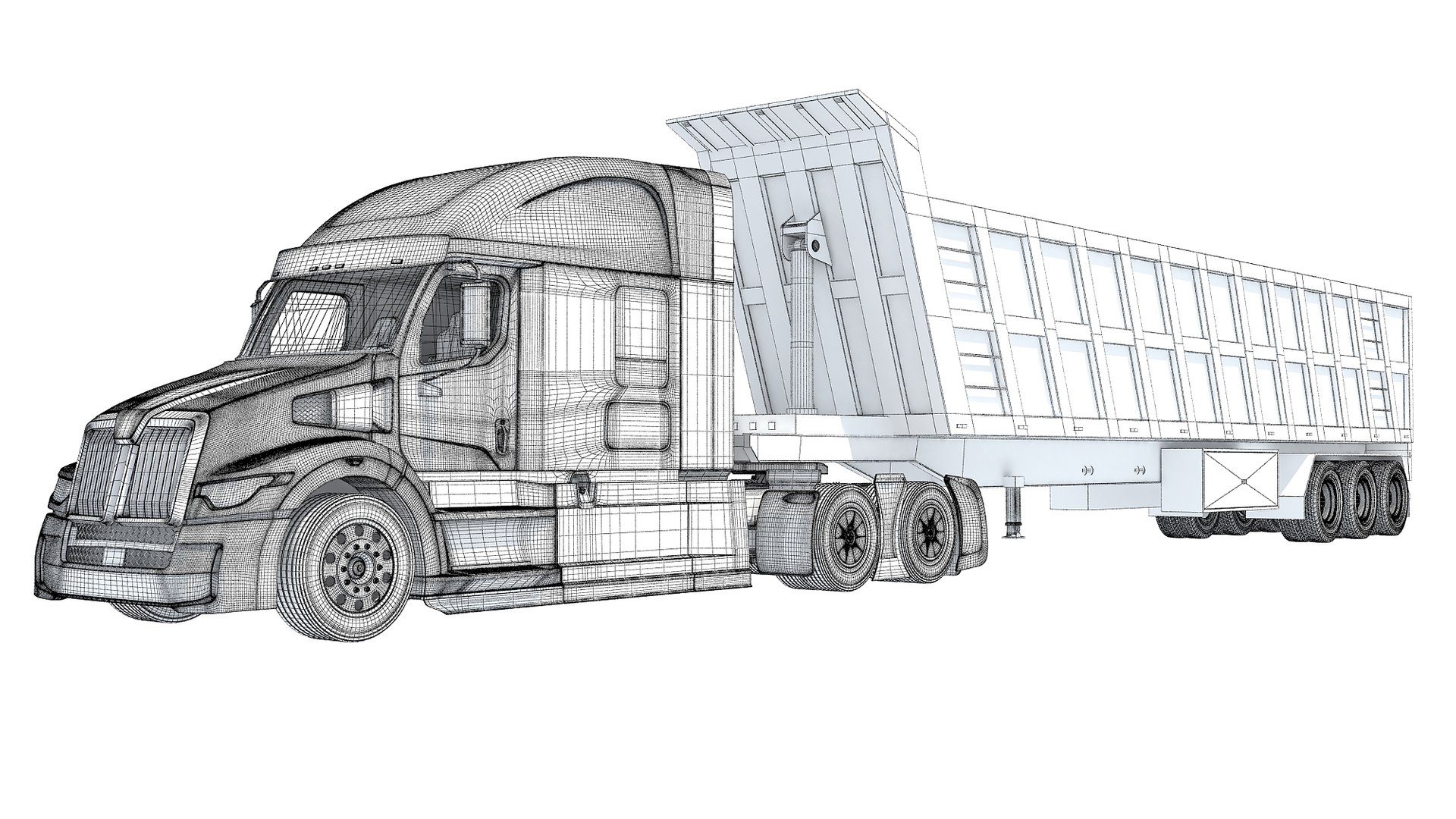 3D Truck With Tipper Trailer - TurboSquid 2163363