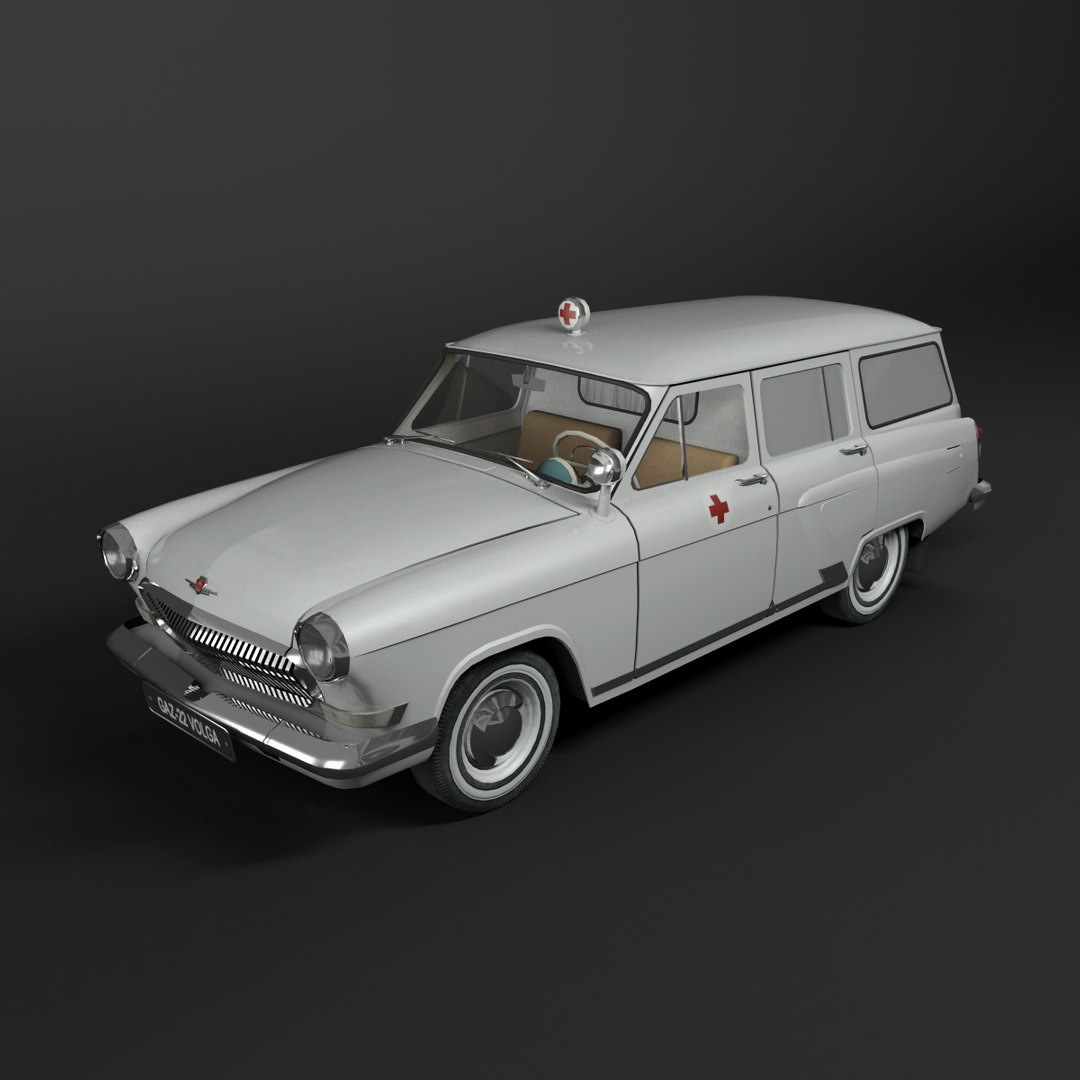 Gaz-22 Volga Ambulance Car 3d Model