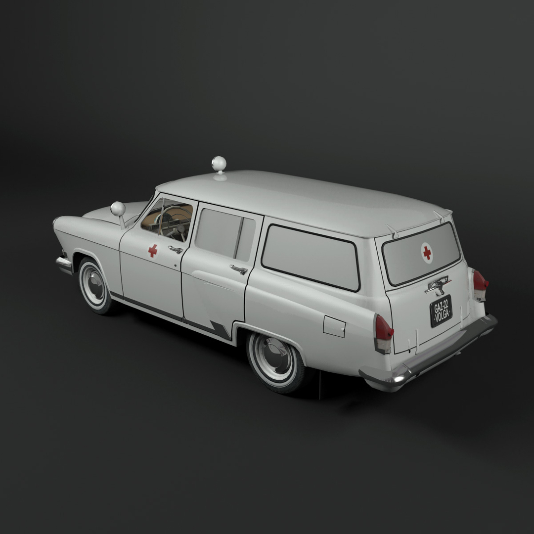 gaz-22 volga ambulance car 3d model