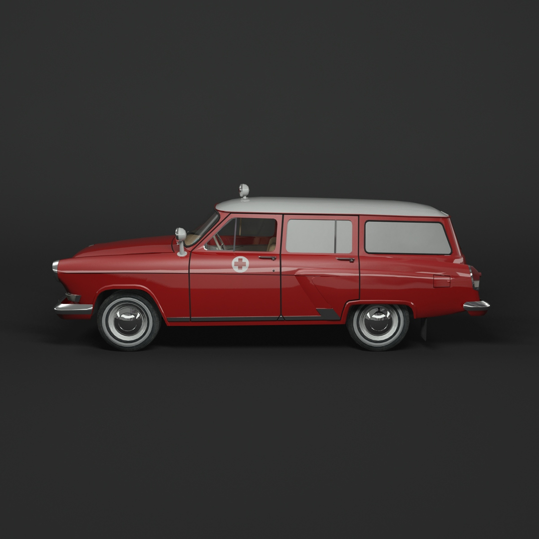 Gaz-22 Volga Ambulance Car 3d Model