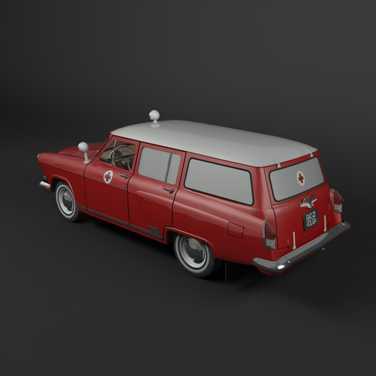 gaz-22 volga ambulance car 3d model