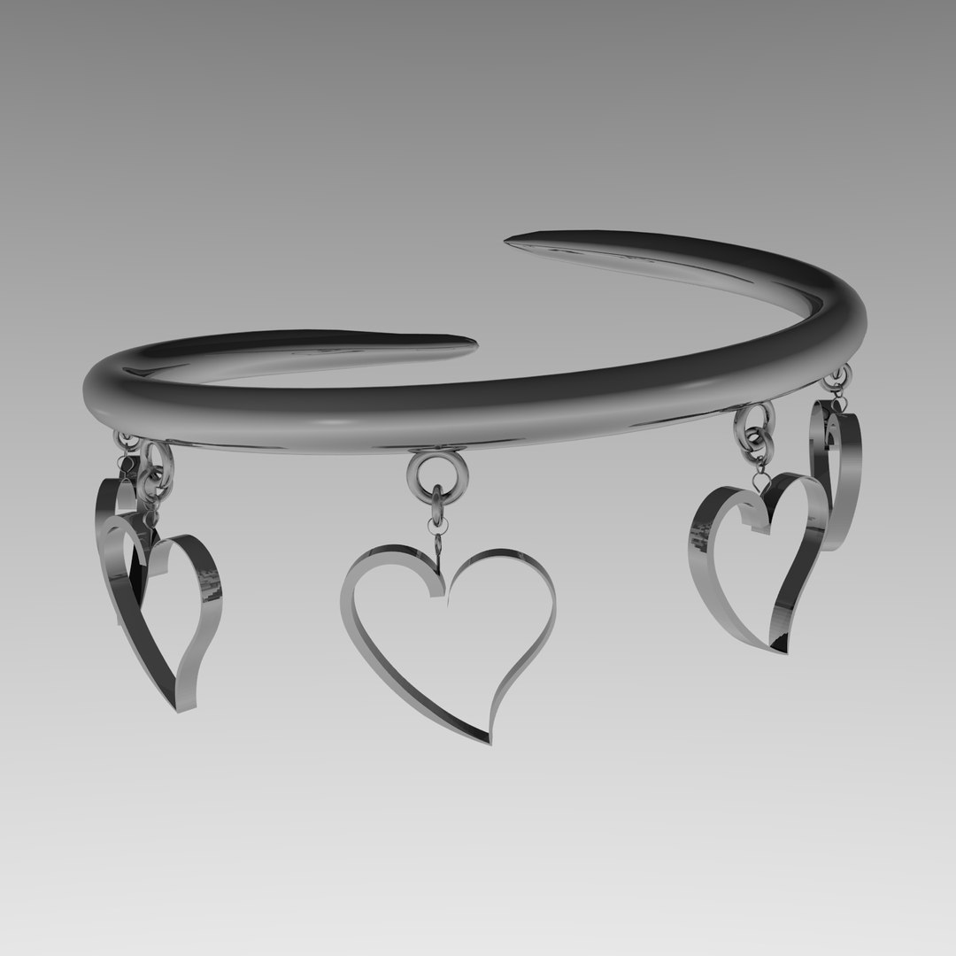 3d Model Silver Bracelet Charms