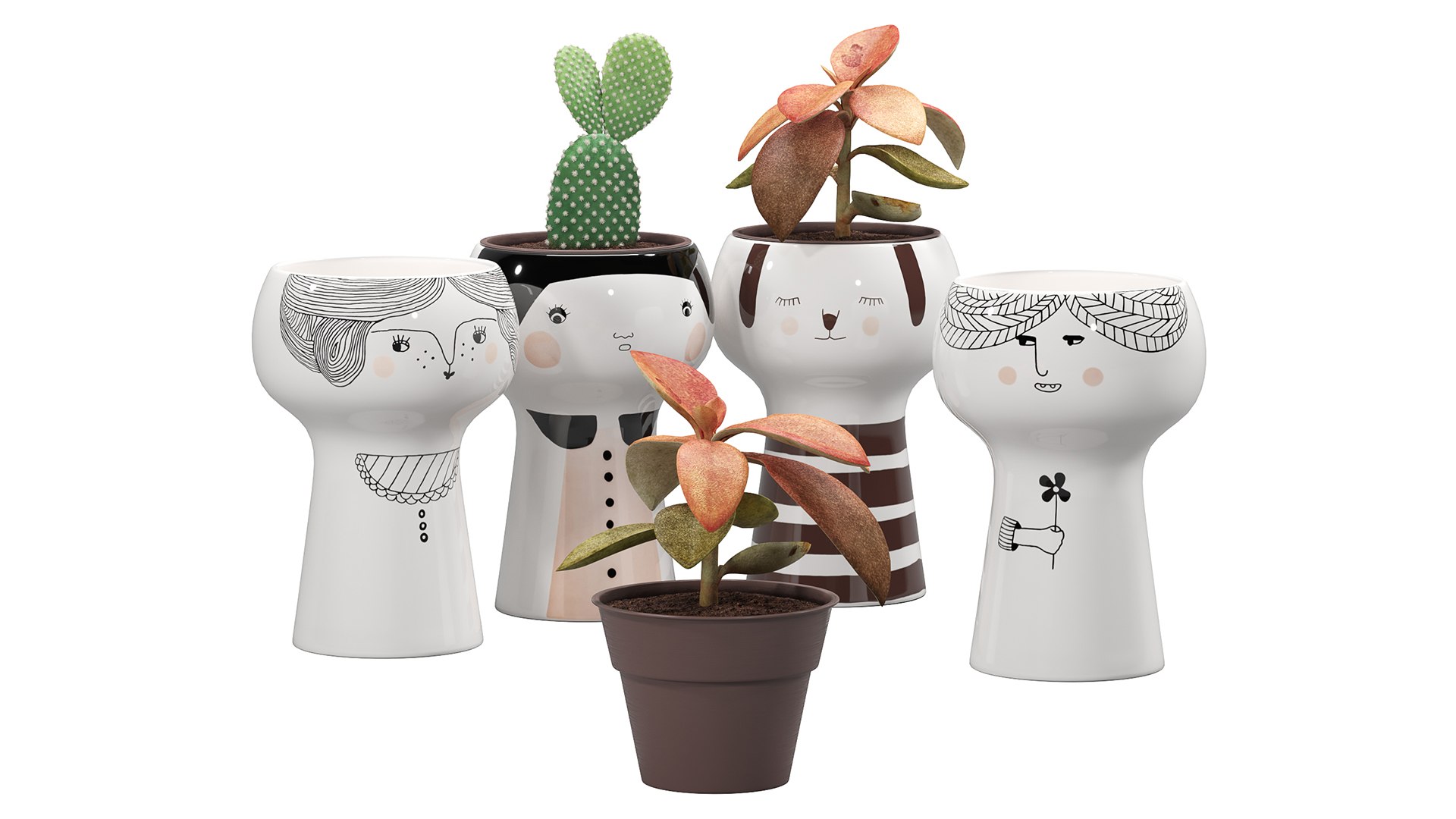 Flower Me Happy Pots 3D Model - TurboSquid 2096897