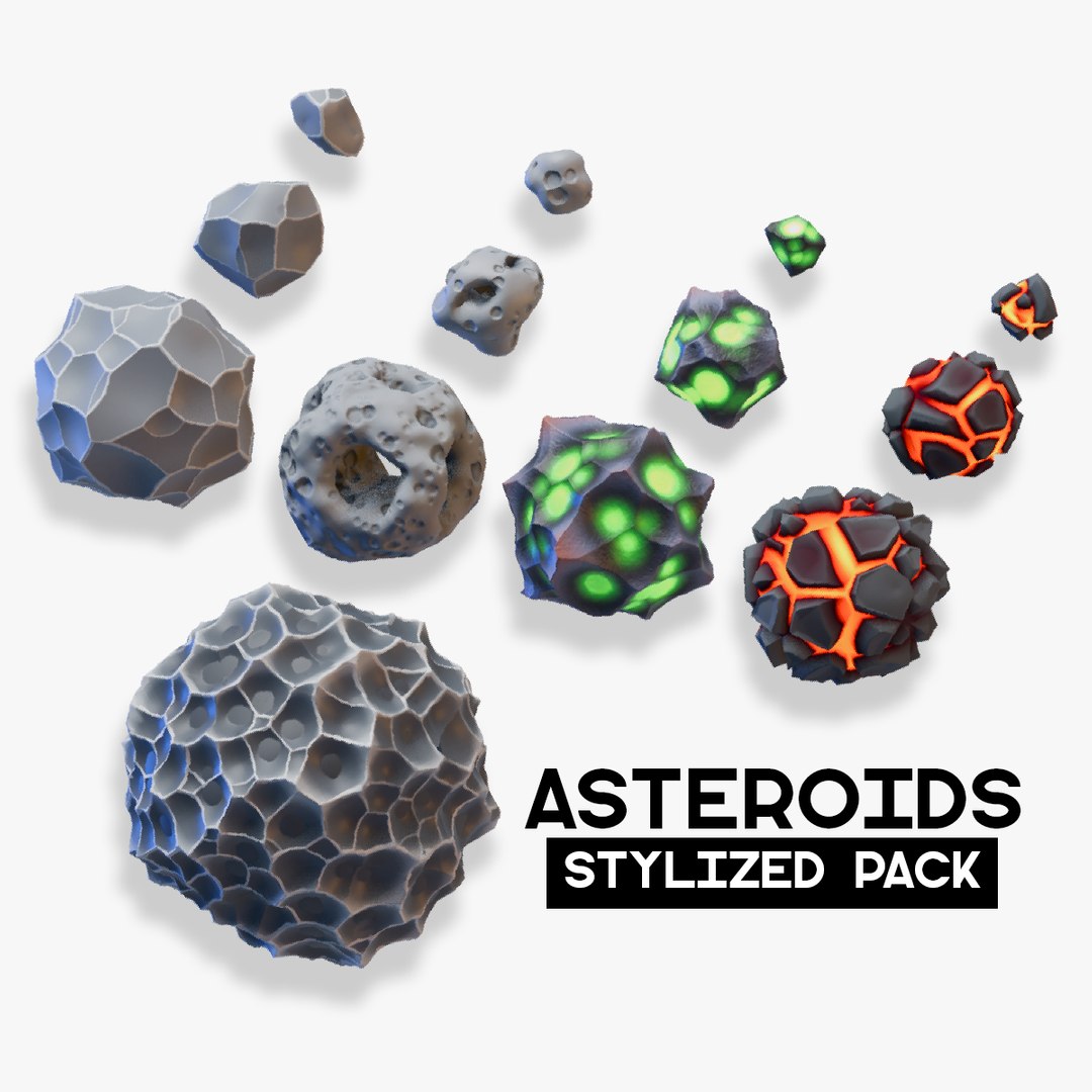 3D Asteroids Space Game Stylized Pack - TurboSquid 2425655