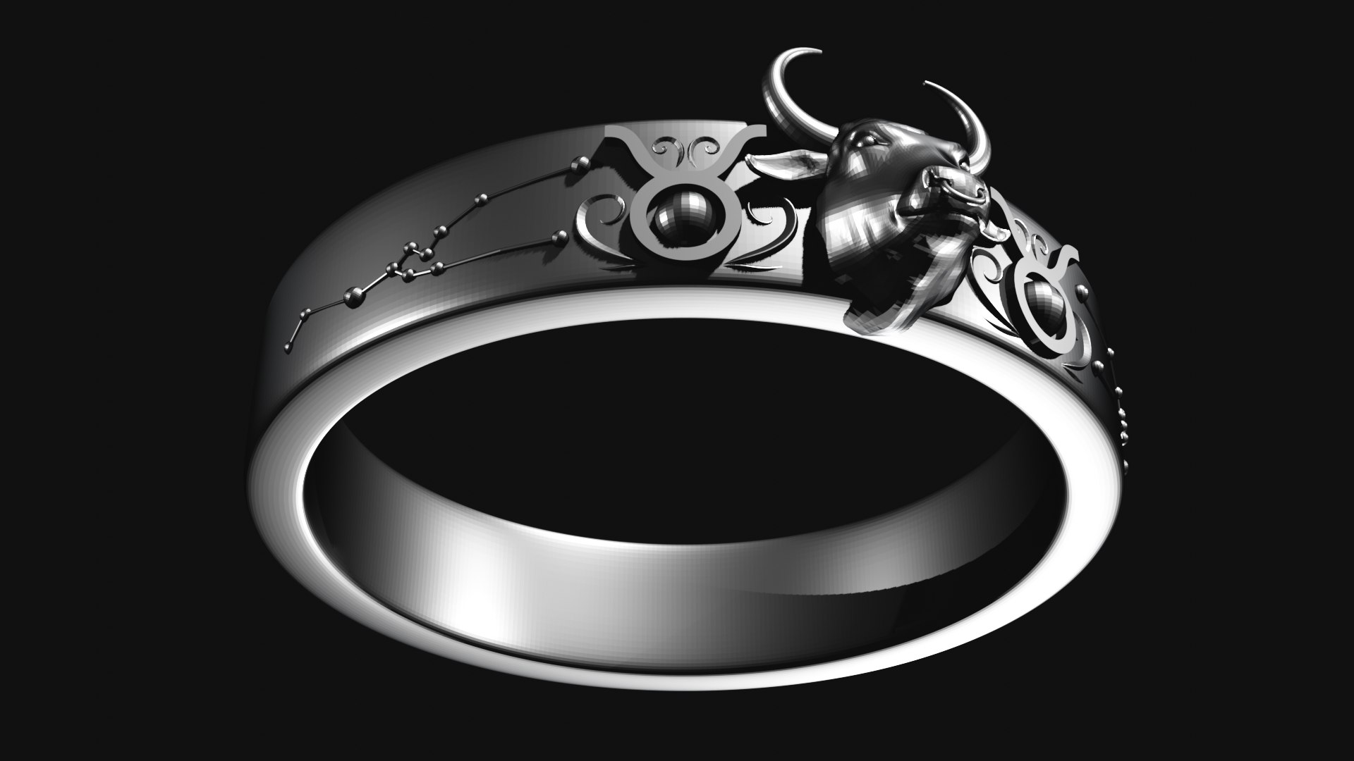 3D Taurus Astrology Ring Model - TurboSquid 2337569