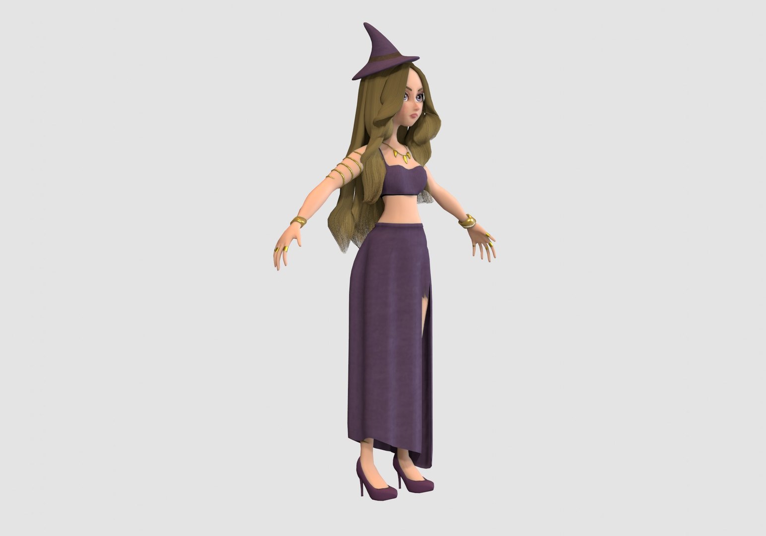 Witch Cartoon Girl 3D Model - TurboSquid 1921605