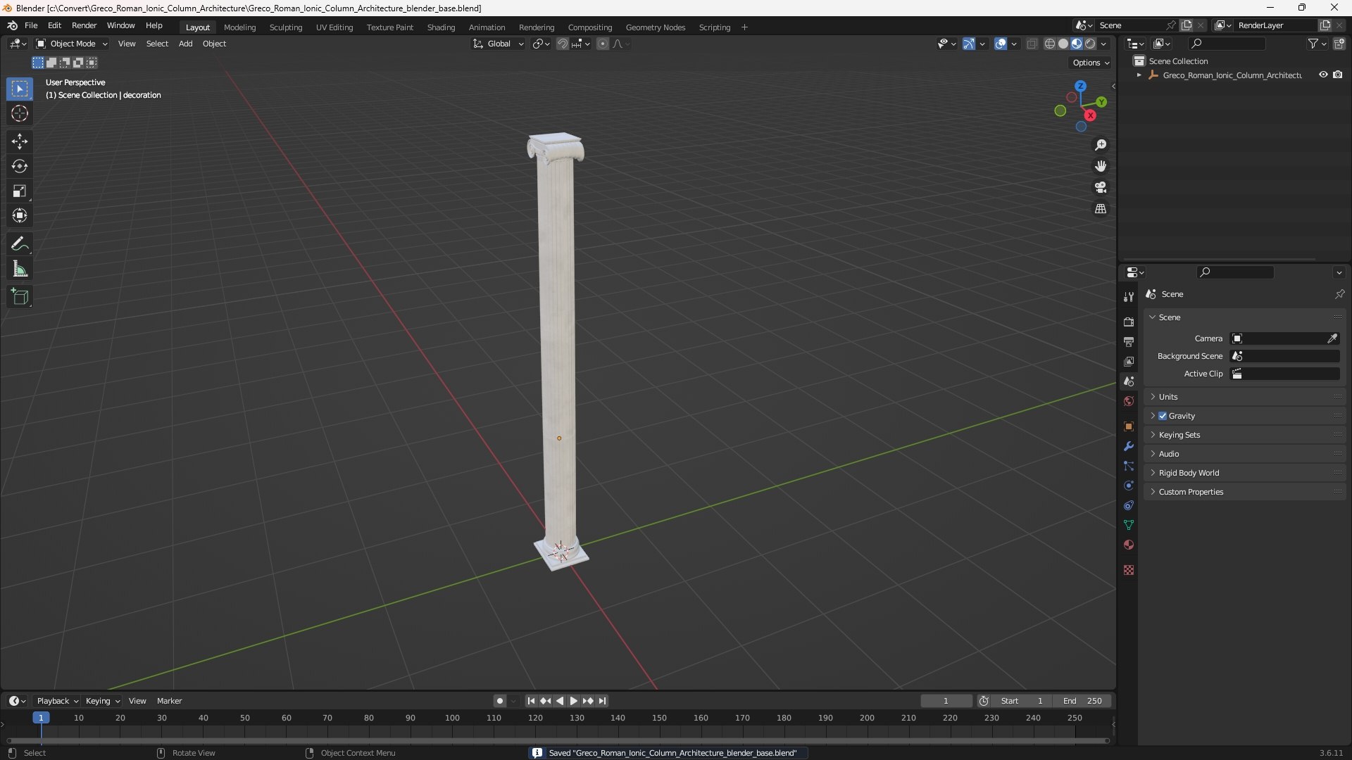 Greco Roman Ionic Column Architecture 3D Model - TurboSquid 2516185
