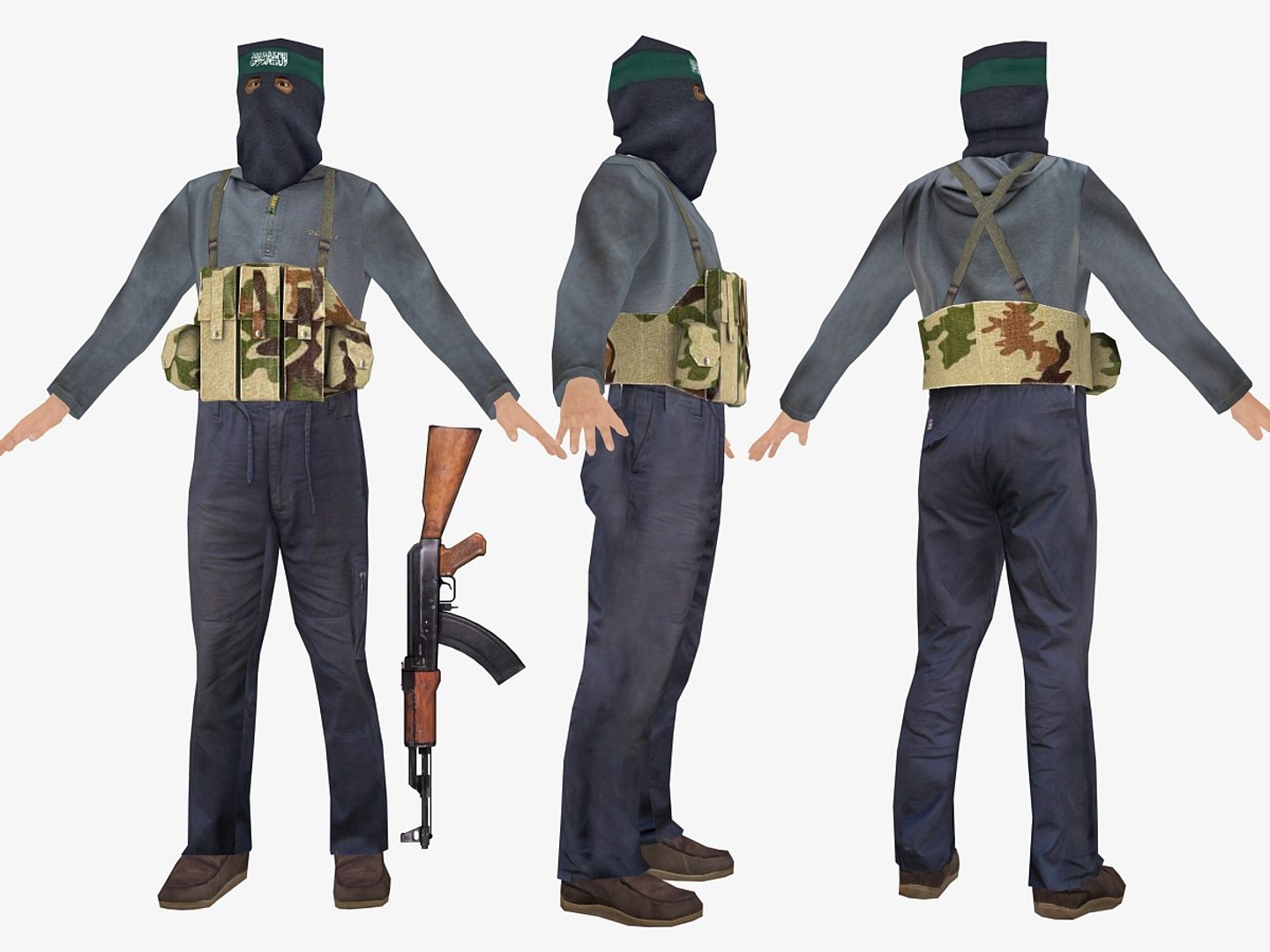 iraq terrorist character 3d model