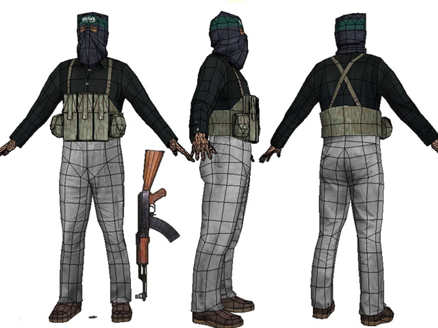 iraq terrorist character 3d model