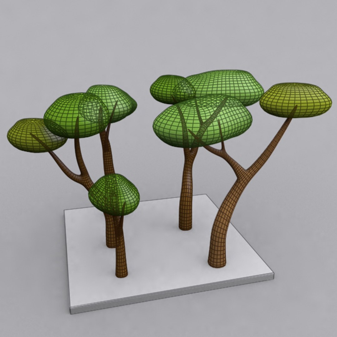 Cartoon Trees 3d Model