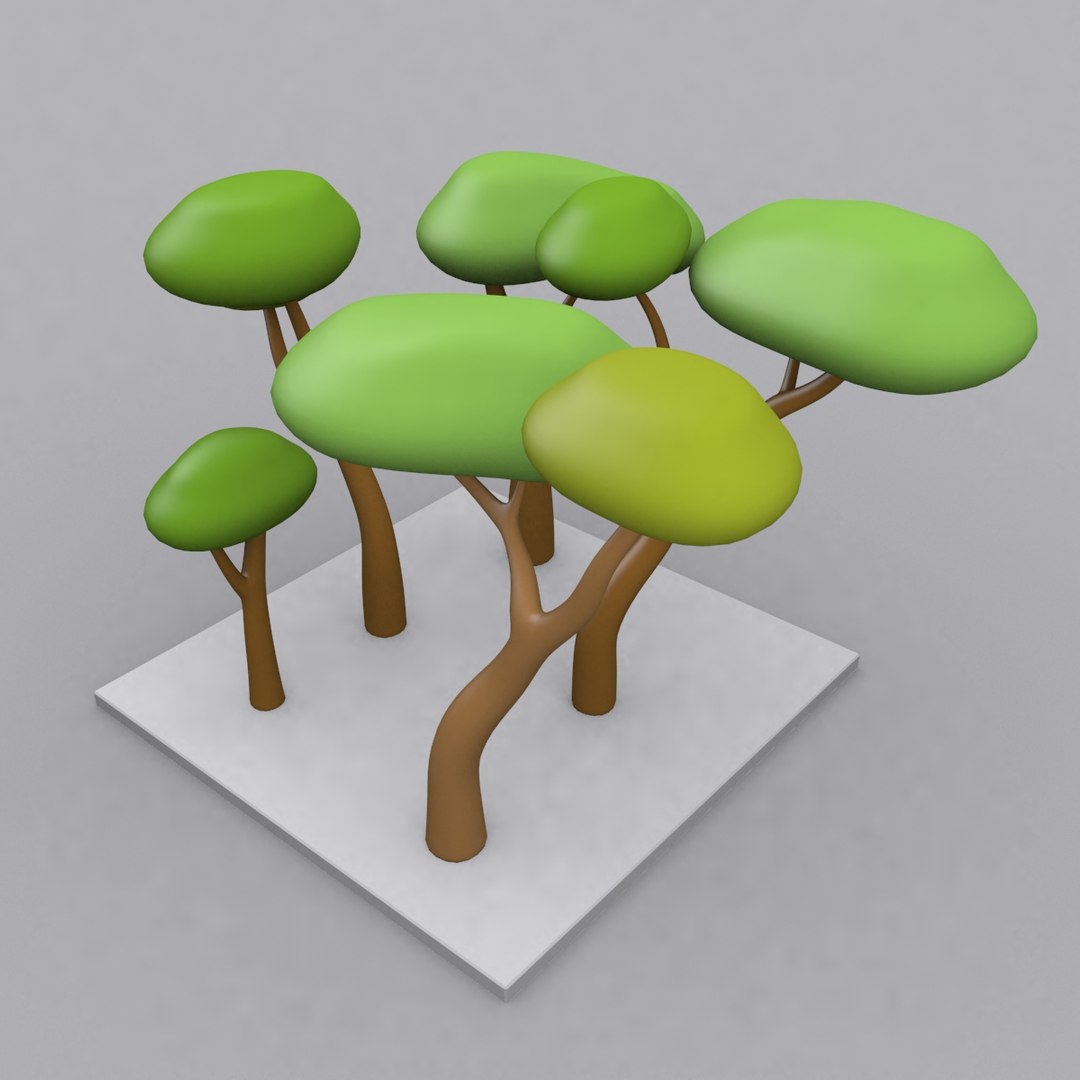 Cartoon Trees 3d Model