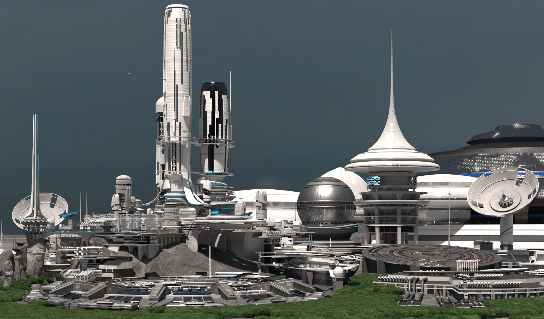Sci-fi Colony Buildings Structures 3D - TurboSquid 1633143