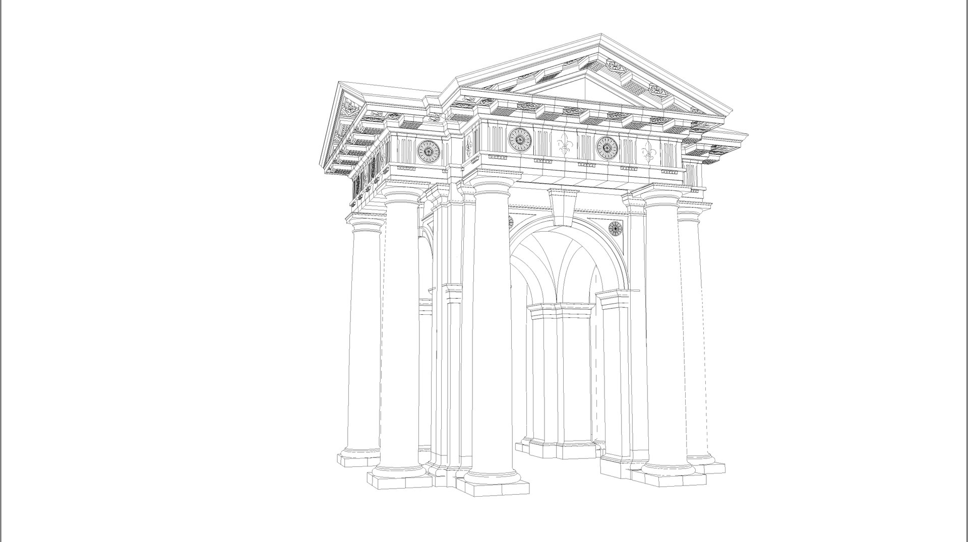 3D Model Arched Portico In Doric Mutulary Column Order Gazebo ...