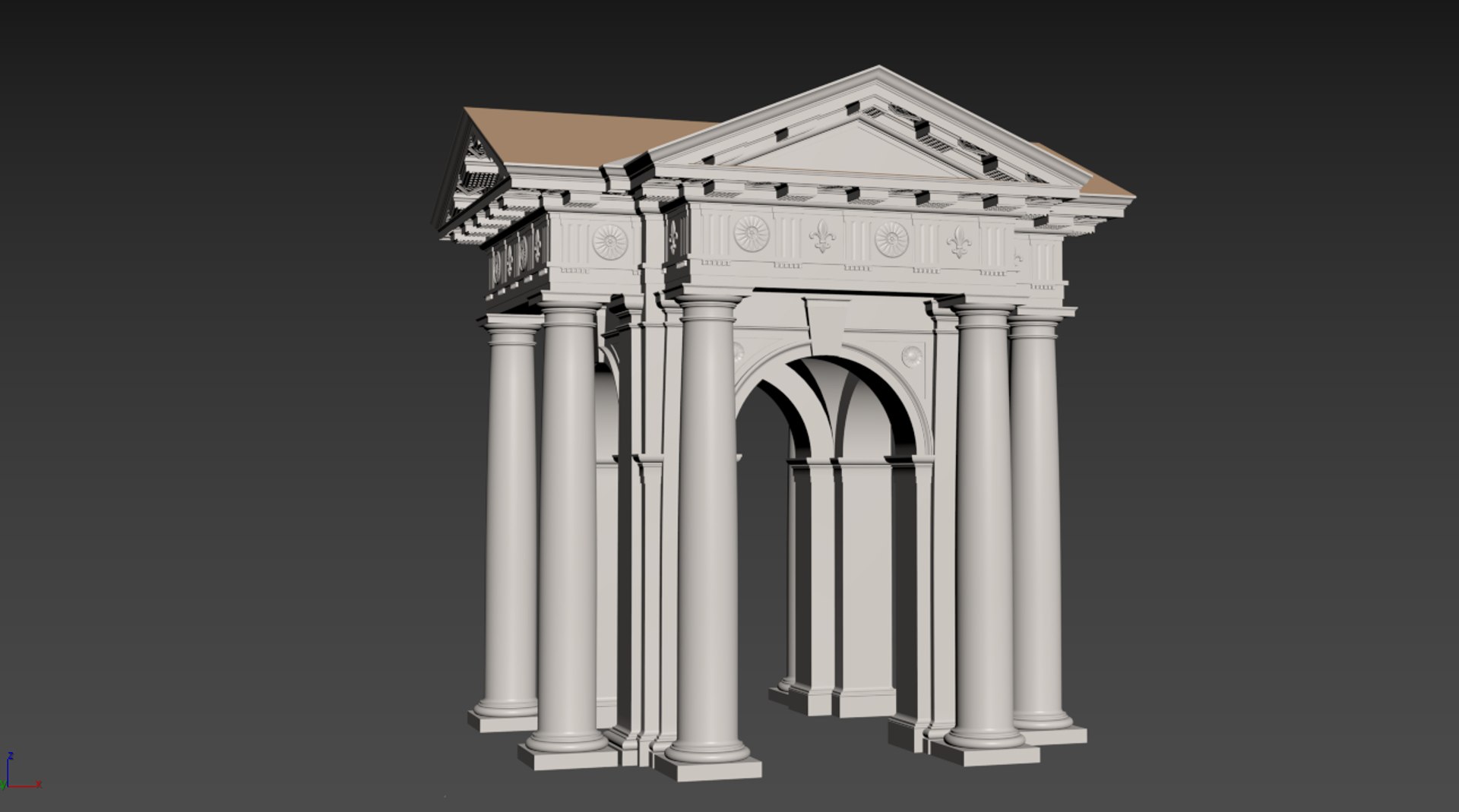 3D Model Arched Portico In Doric Mutulary Column Order Gazebo ...