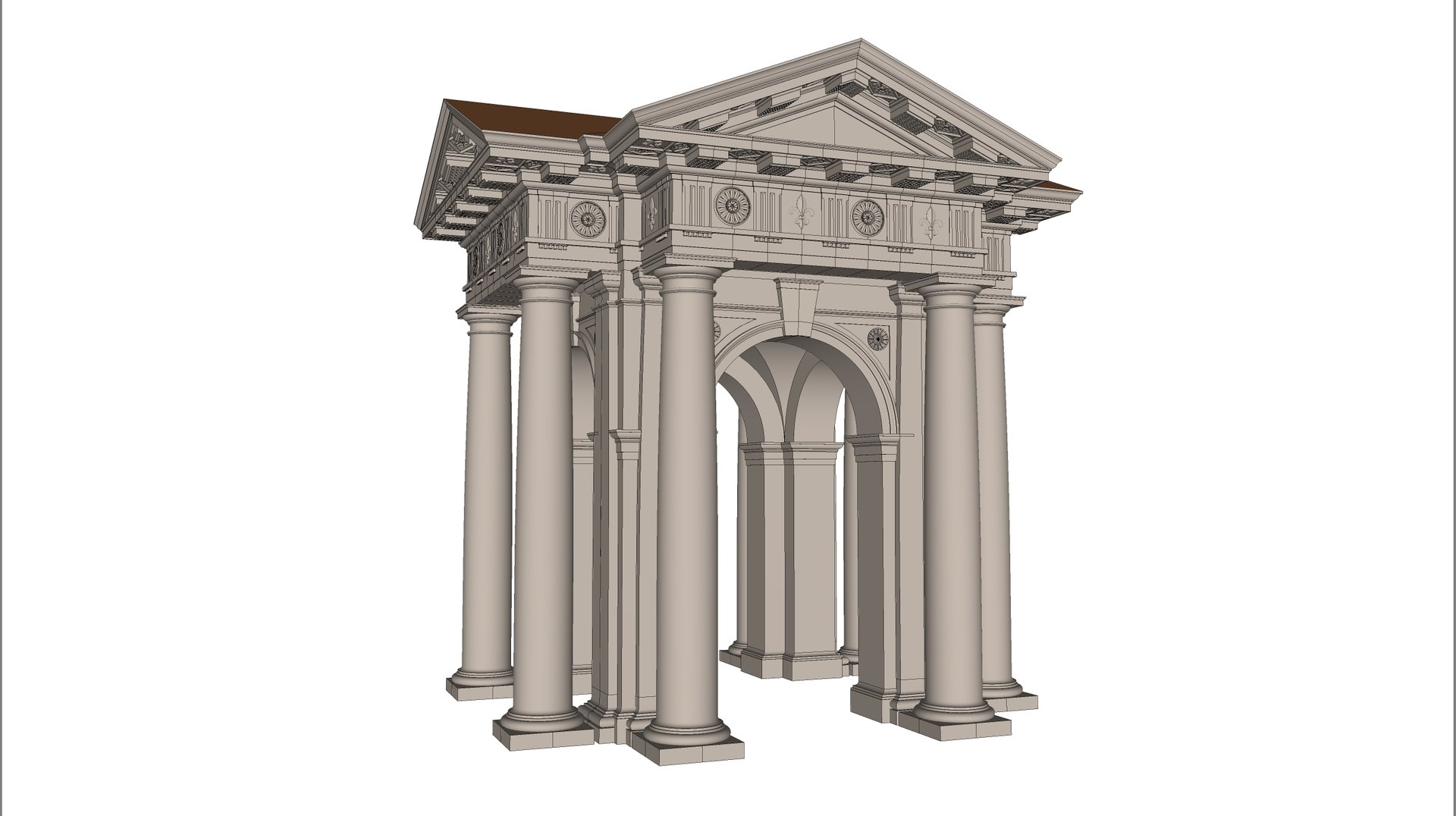 3D Model Arched Portico In Doric Mutulary Column Order Gazebo ...