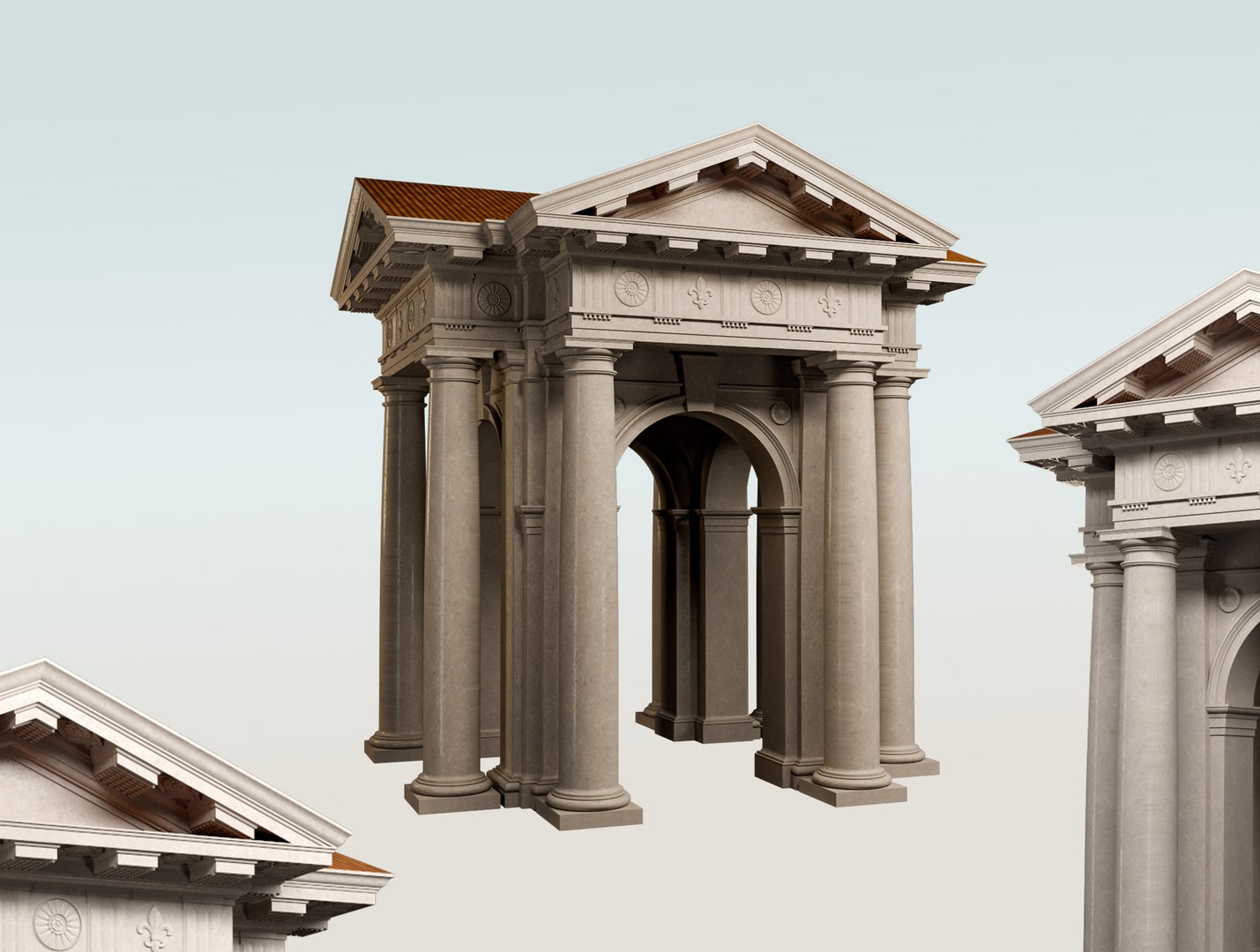 3D Model Arched Portico In Doric Mutulary Column Order Gazebo ...