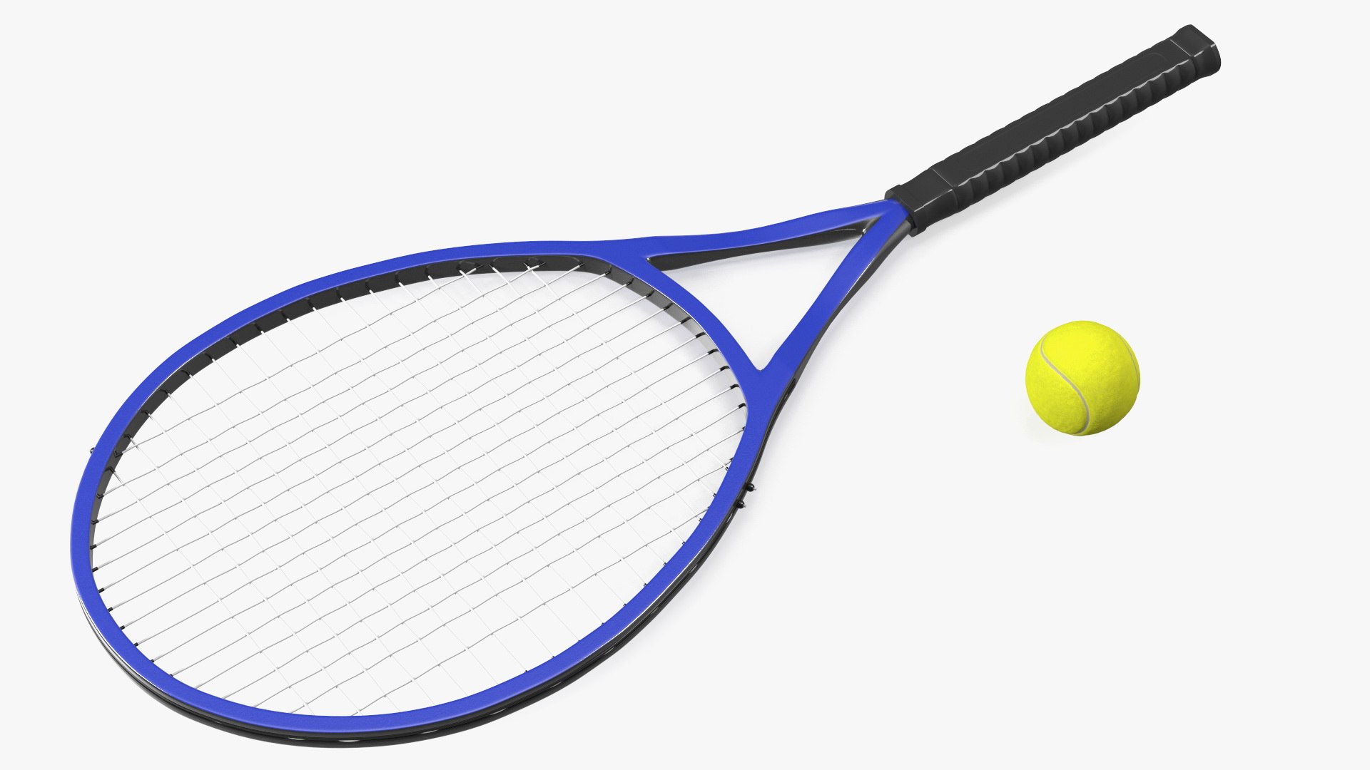 Tennis Ball And Blue Tennis Racket 3D Model - TurboSquid 2145564