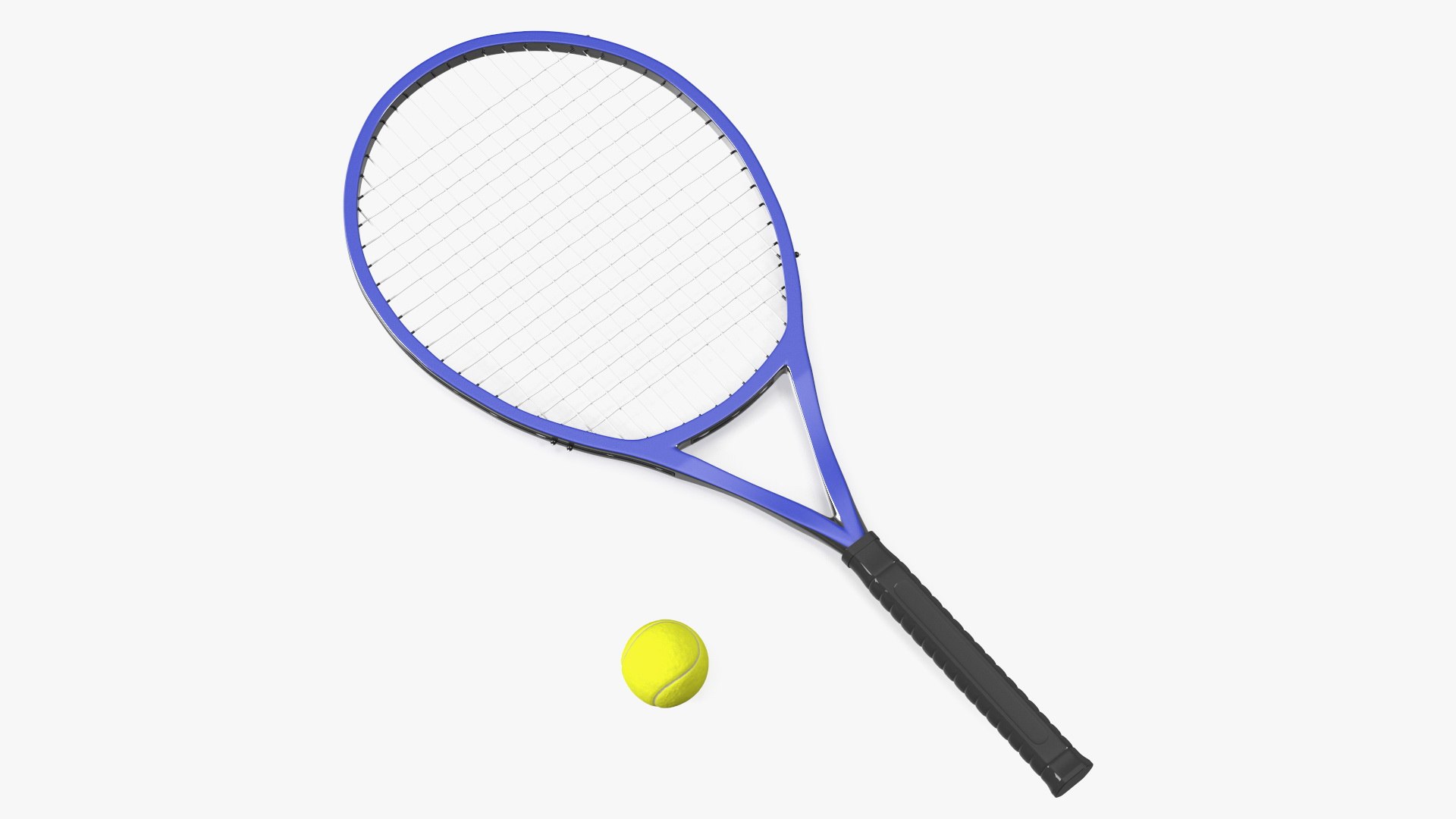 Tennis Ball And Blue Tennis Racket 3D Model - TurboSquid 2145564