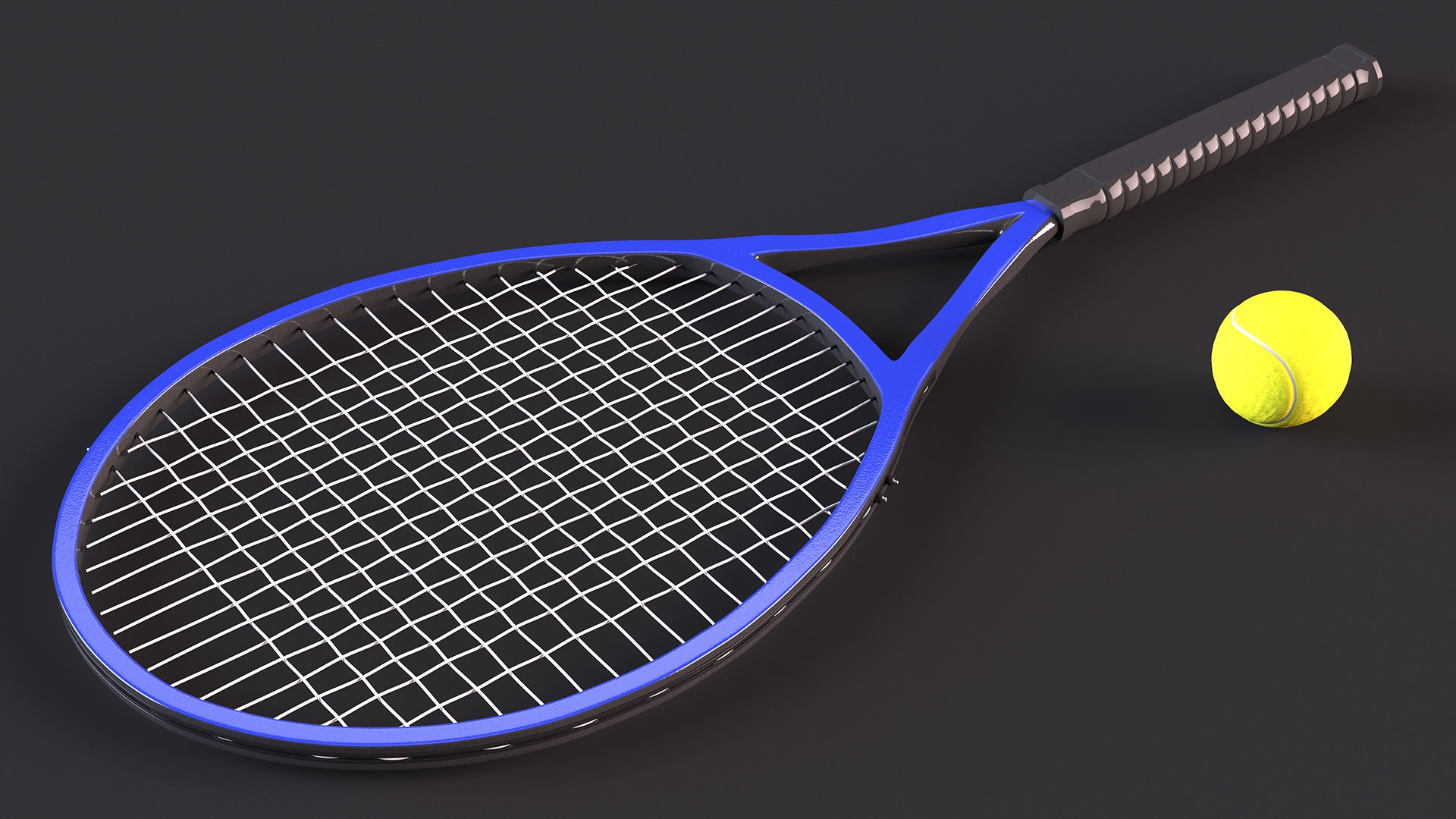 Tennis Ball And Blue Tennis Racket 3D Model - TurboSquid 2145564