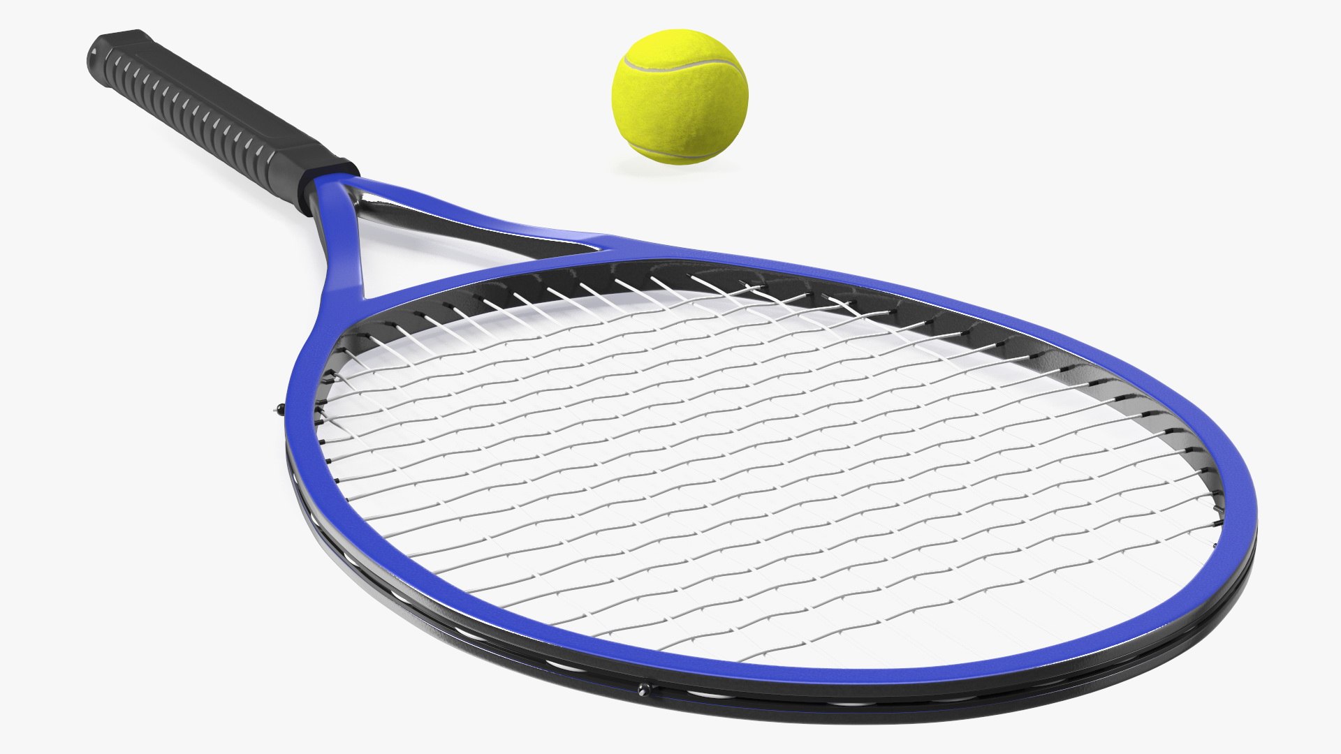 Tennis Ball And Blue Tennis Racket 3D Model - TurboSquid 2145564