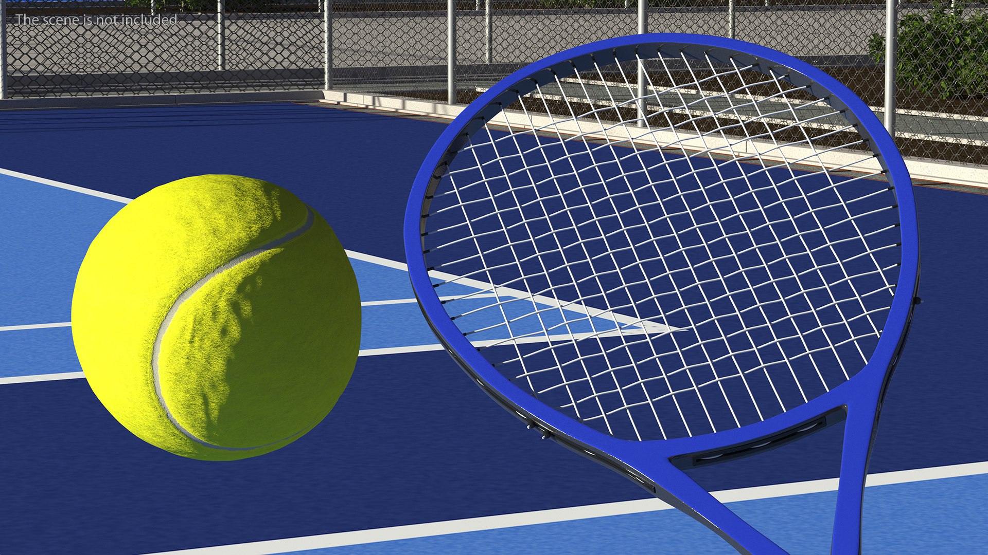 Tennis Ball And Blue Tennis Racket 3D Model - TurboSquid 2145564