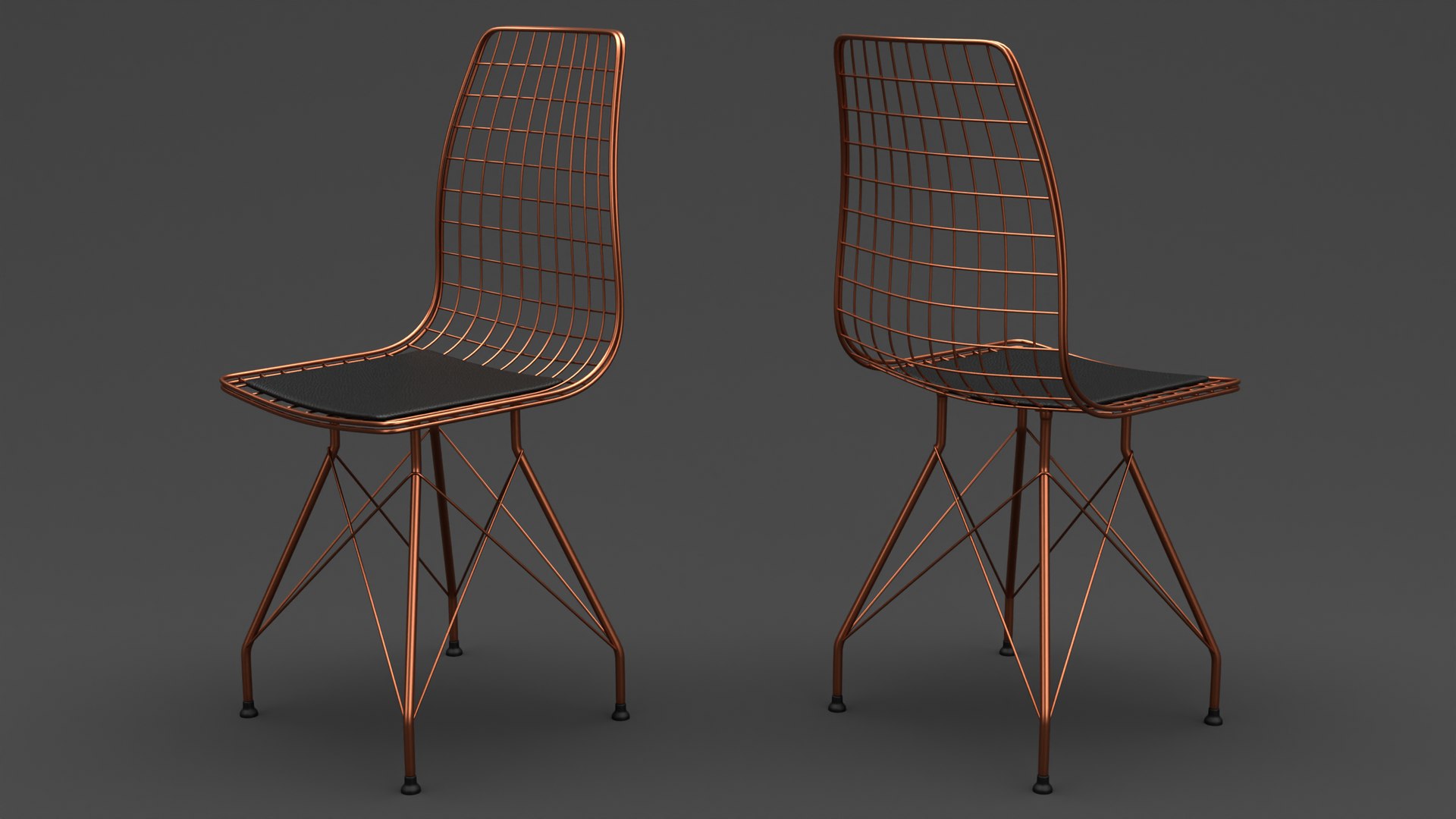 3D Realistic Copper Color Wire Chair - TurboSquid 1850697