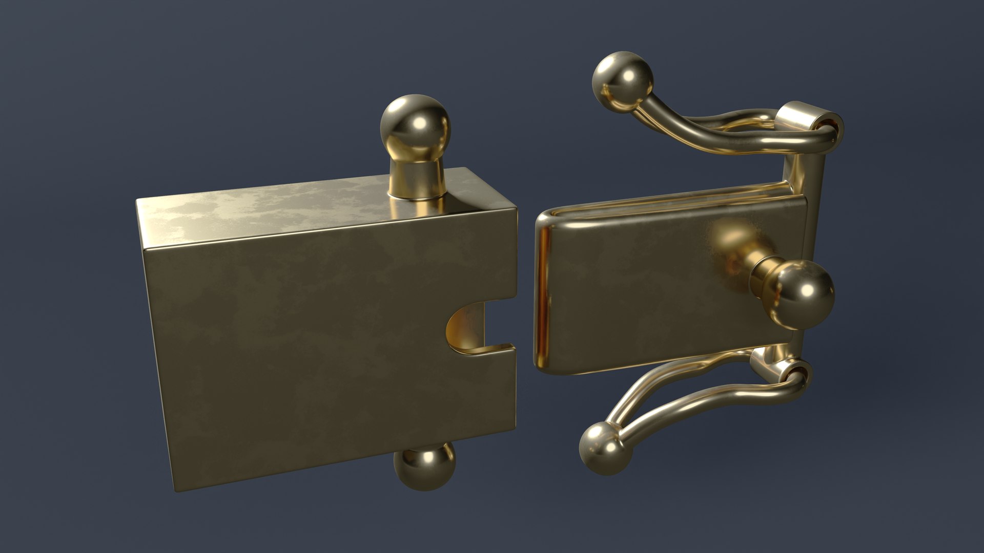 3D Yellow Gold Push Button Box Clasp - TurboSquid 2121913